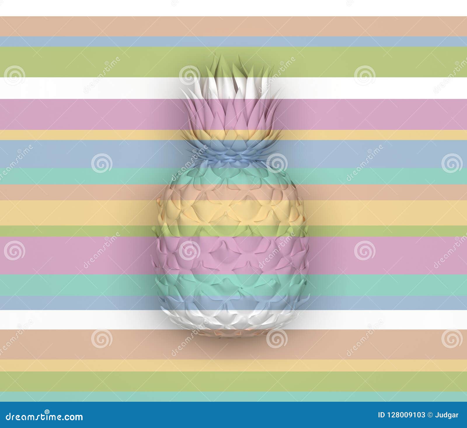 Pineapple on a Background in Multi-colored Horizontal Stripes ...