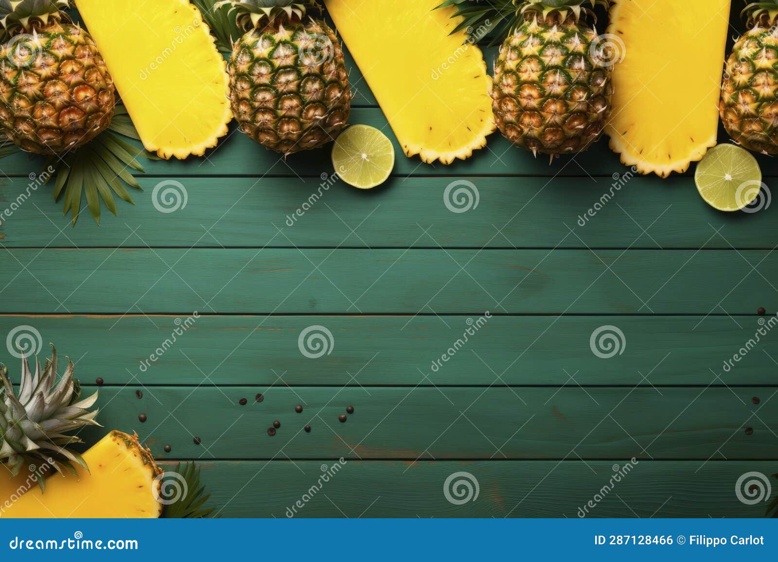 Pineapple Background with Space Stock Illustration - Illustration of ...