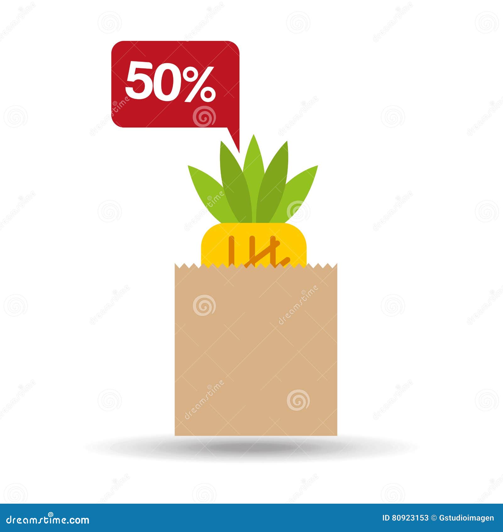 Pineapple Bag Filled Fruit Offer Design Stock Vector - Illustration of ...