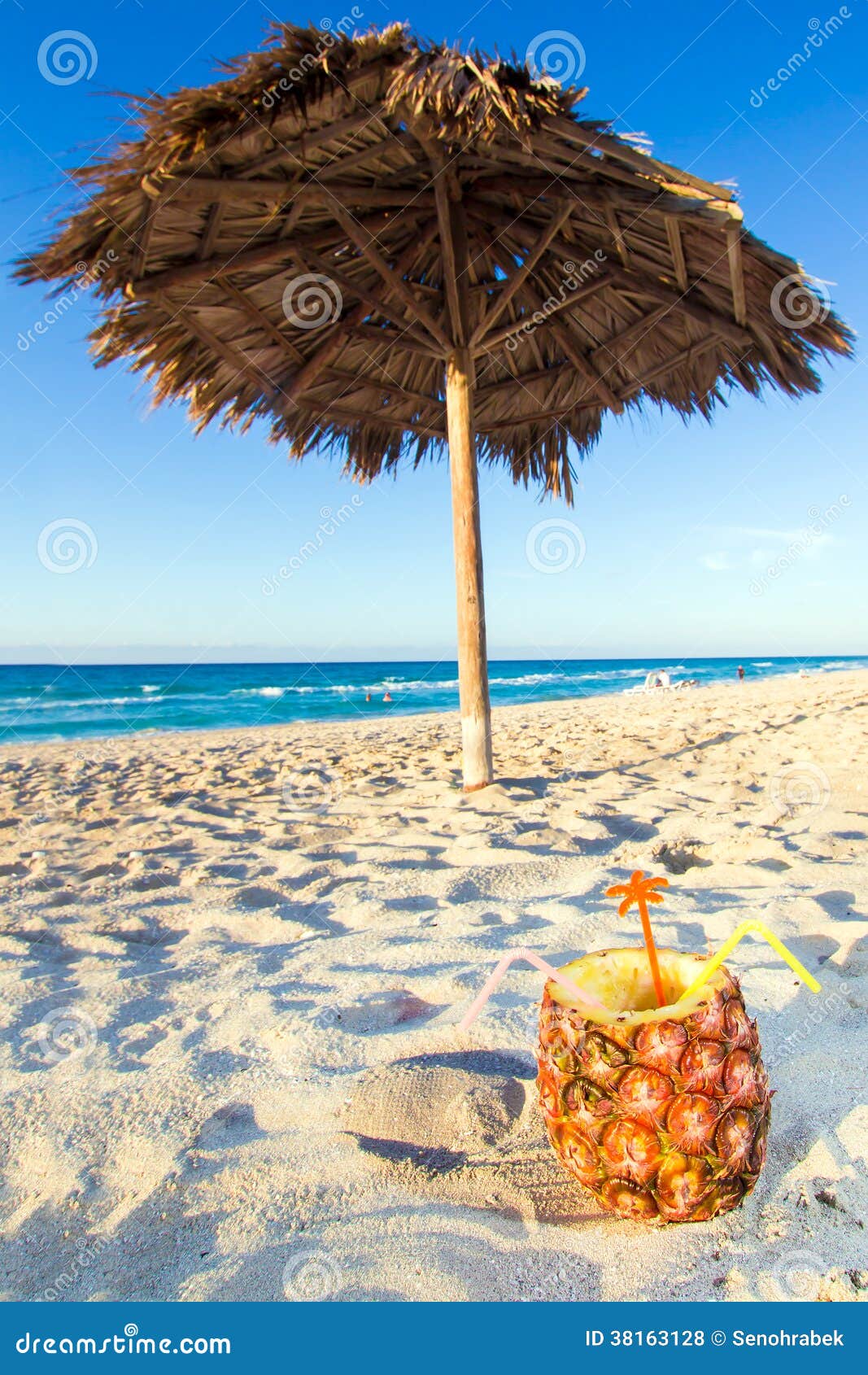 Pineapple on the beach stock photo. Image of orange, fruit - 38163128