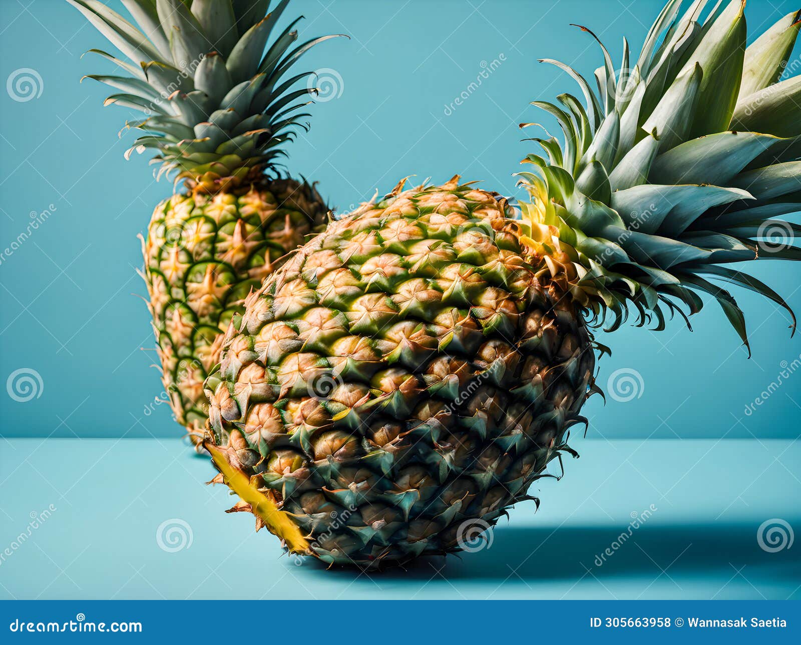 Pineapple on a Blue Background. Stock Illustration - Illustration of ...