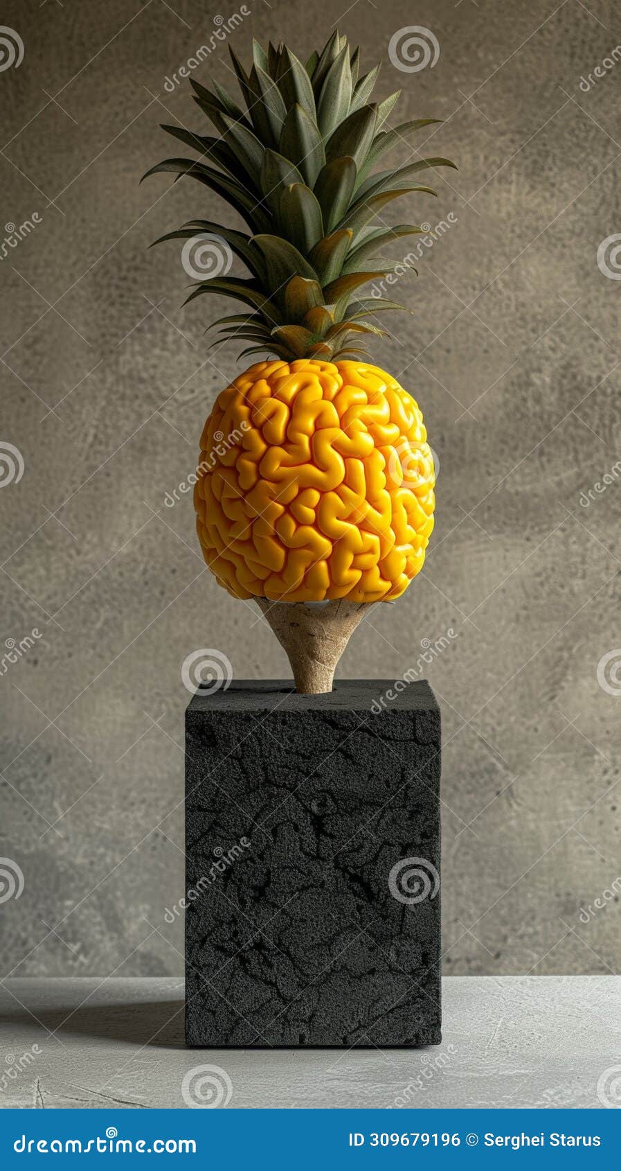 A Pineapple with a Brain on Top of it Sitting in the Middle, AI Stock ...