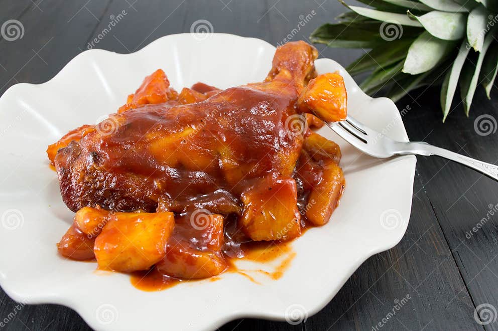 Pineapple chicken thigs stock photo. Image of pineapple - 82103240