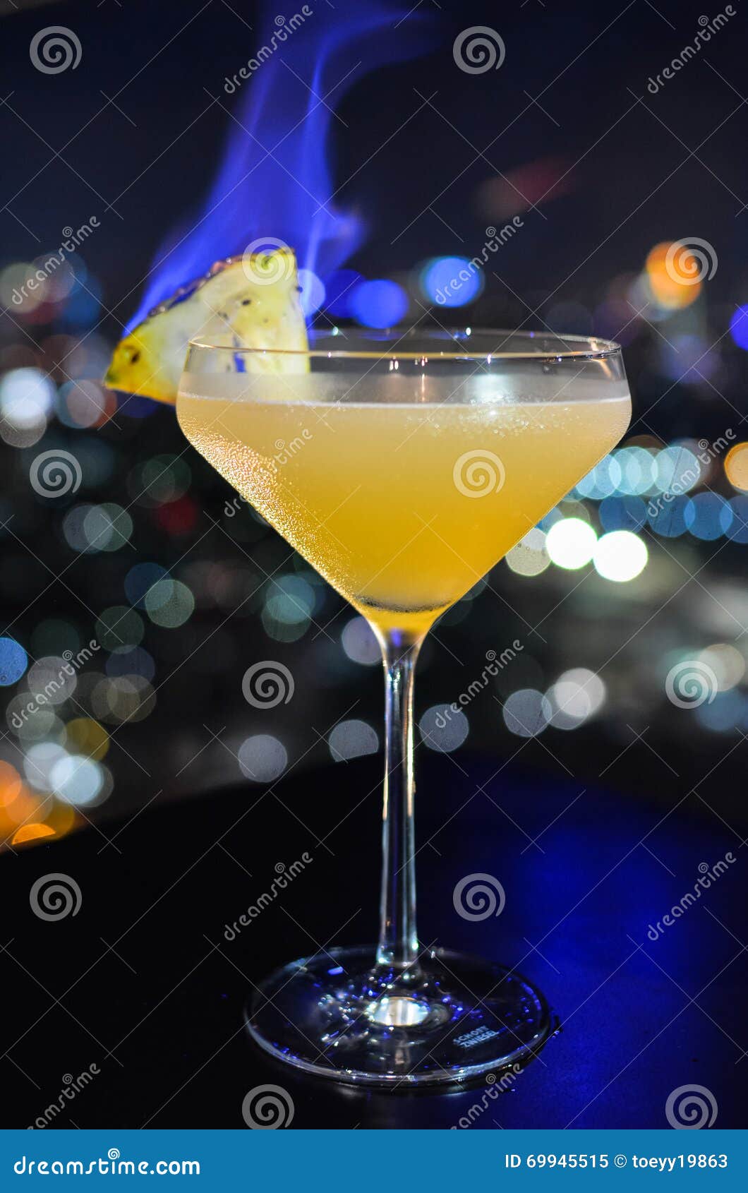 Pineapple cocktail stock image. Image of alcoholic, fire - 69945515
