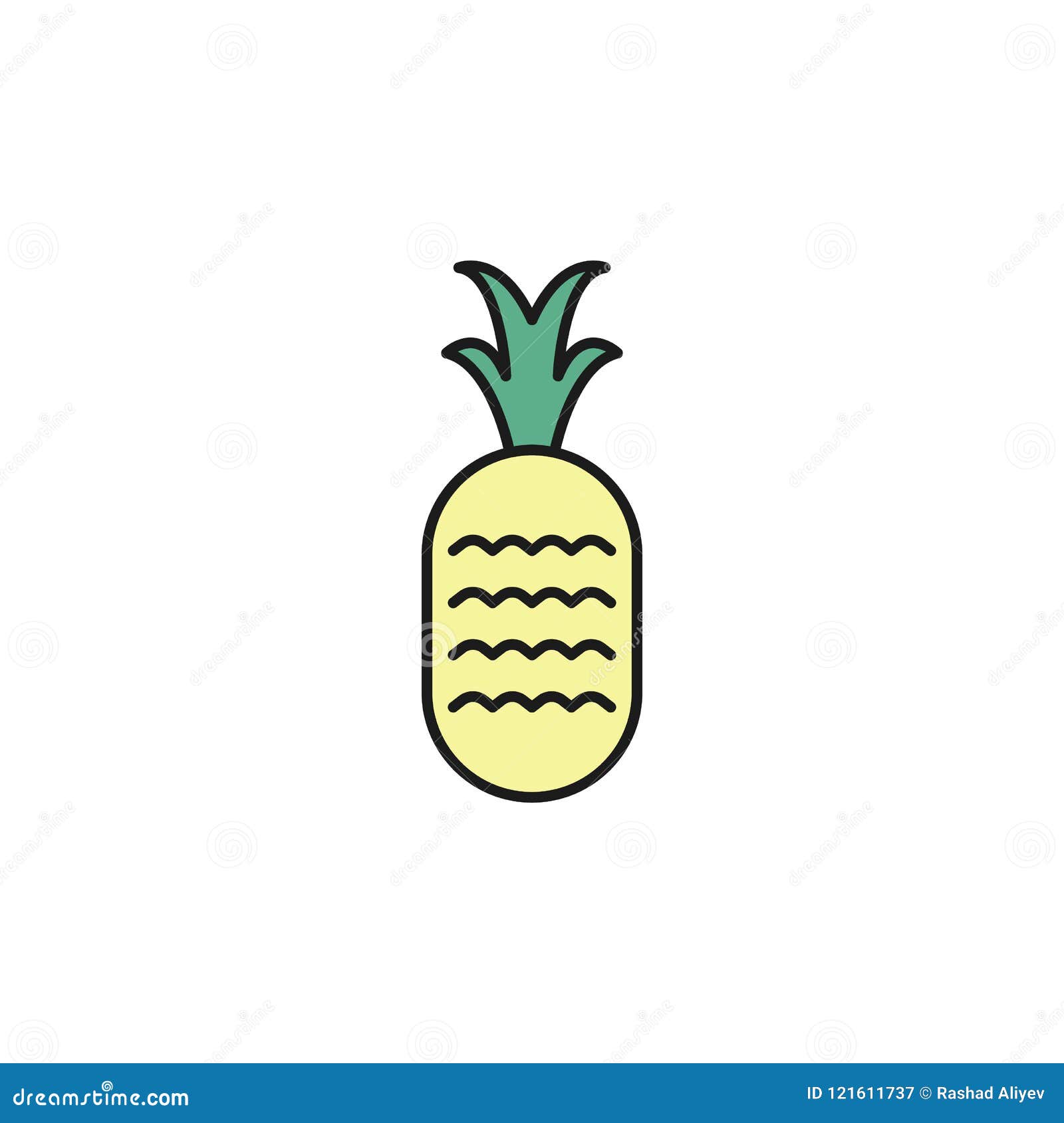Pineapple Colored Outline Icon. Element of Food Icon for Mobile Concept ...