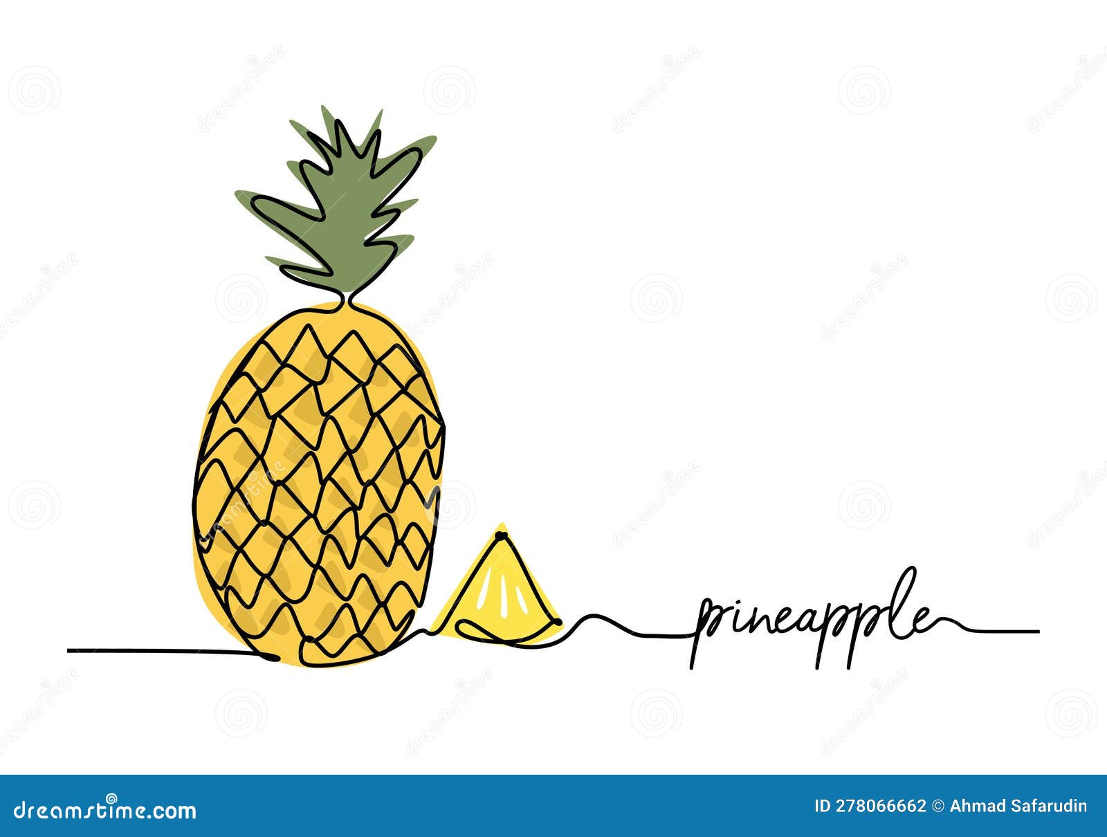 Pineapple. Continuous One Line Drawing. Cartoon Vector | CartoonDealer ... Pineapple. Continuous One Line Drawing. Cartoon Vector | CartoonDealer ...