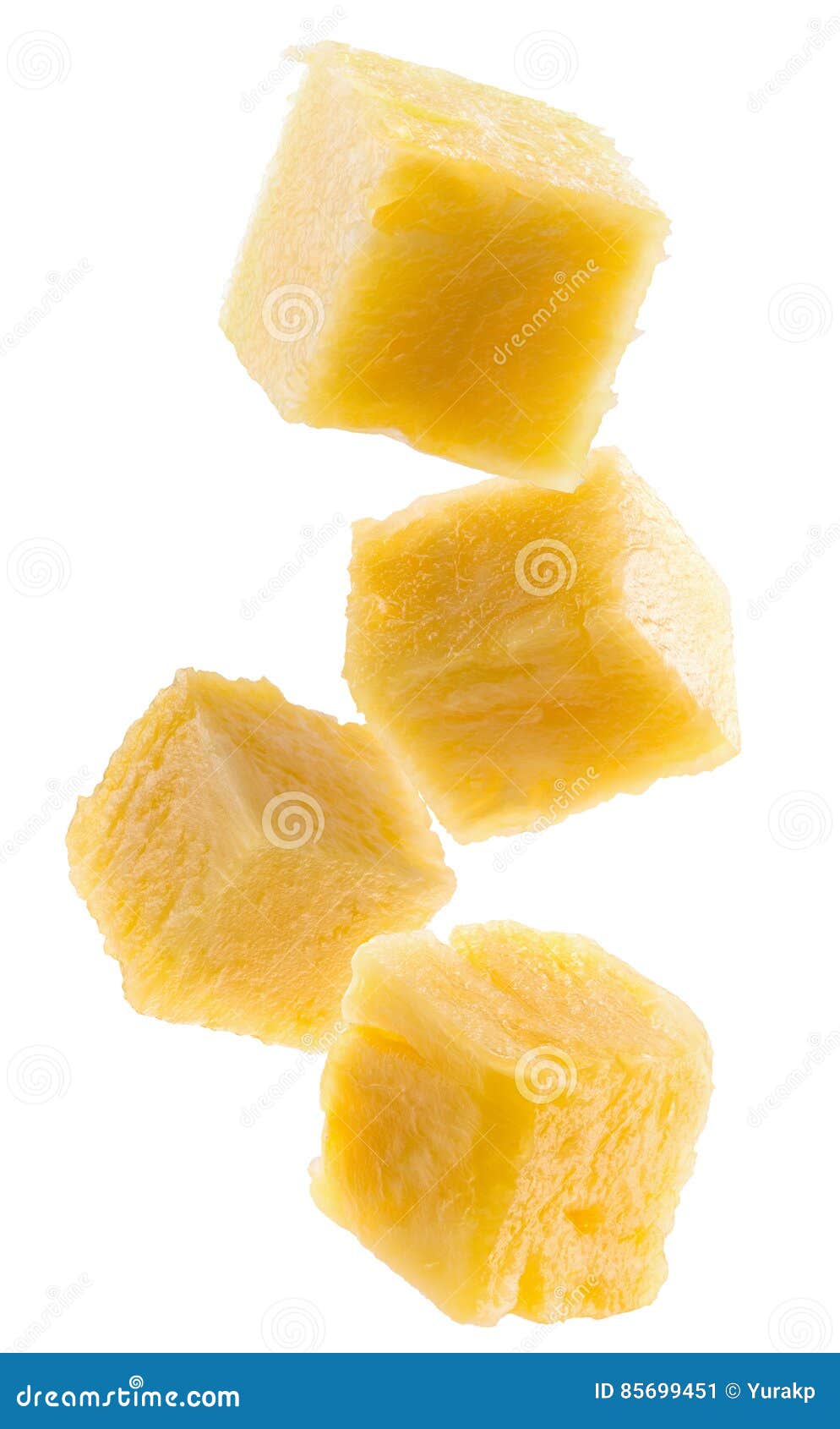 Pineapple Cube Slices Isolated on the White Background Stock Image ...