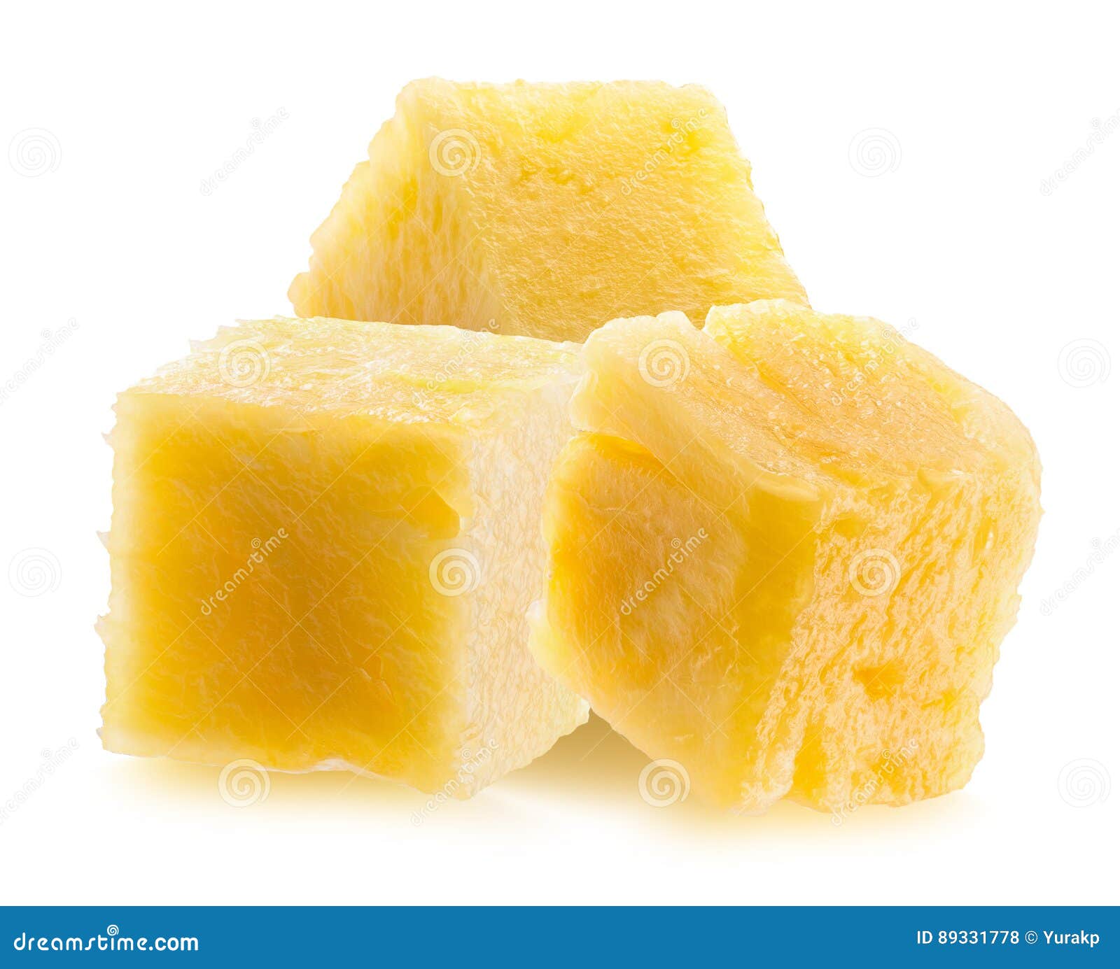 Pineapple Cube Slices on a White Background Stock Photo - Image of ...