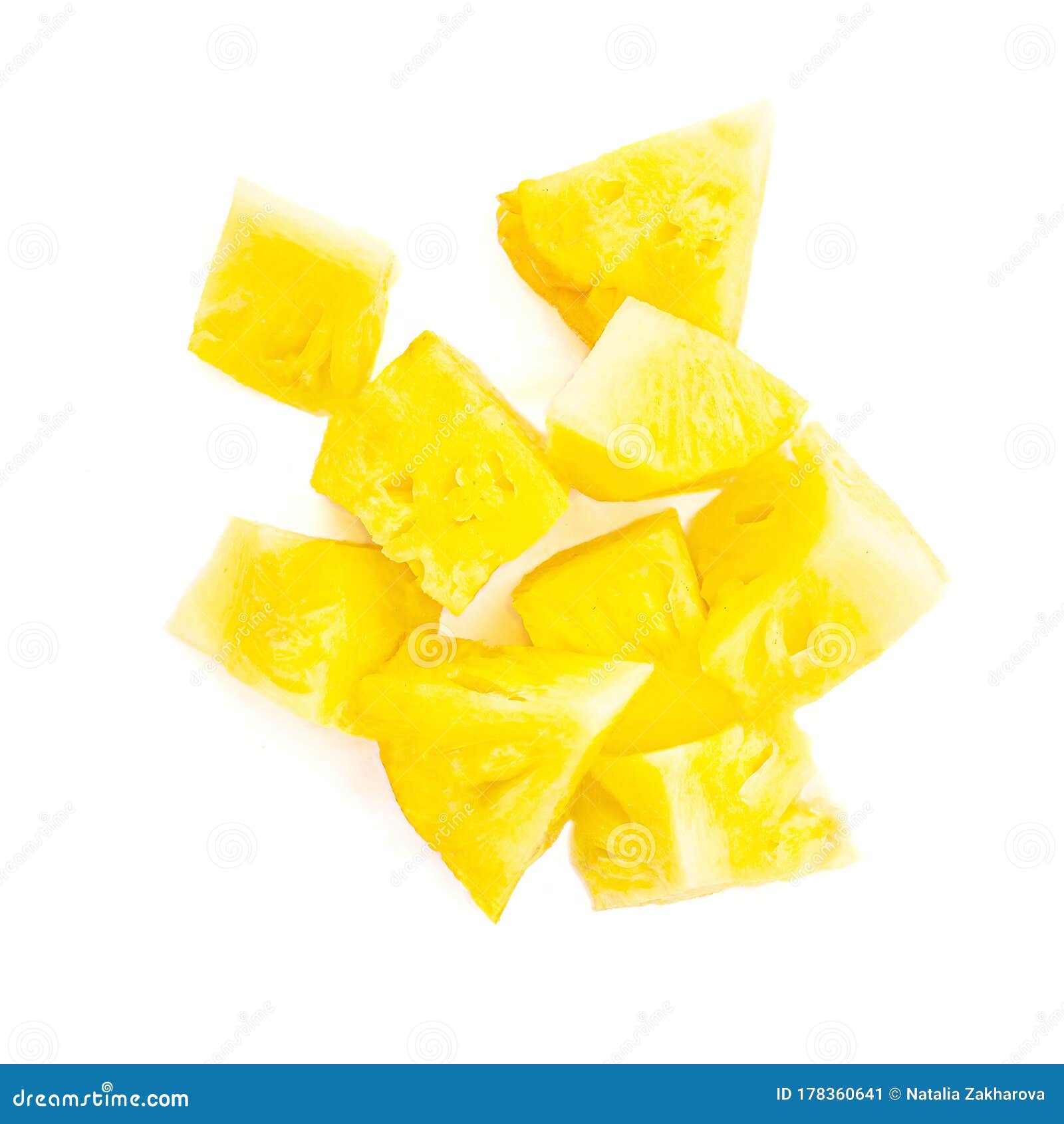 Pineapple Cubes. Pineapple Fruits Chunks Isolated on White Background ...