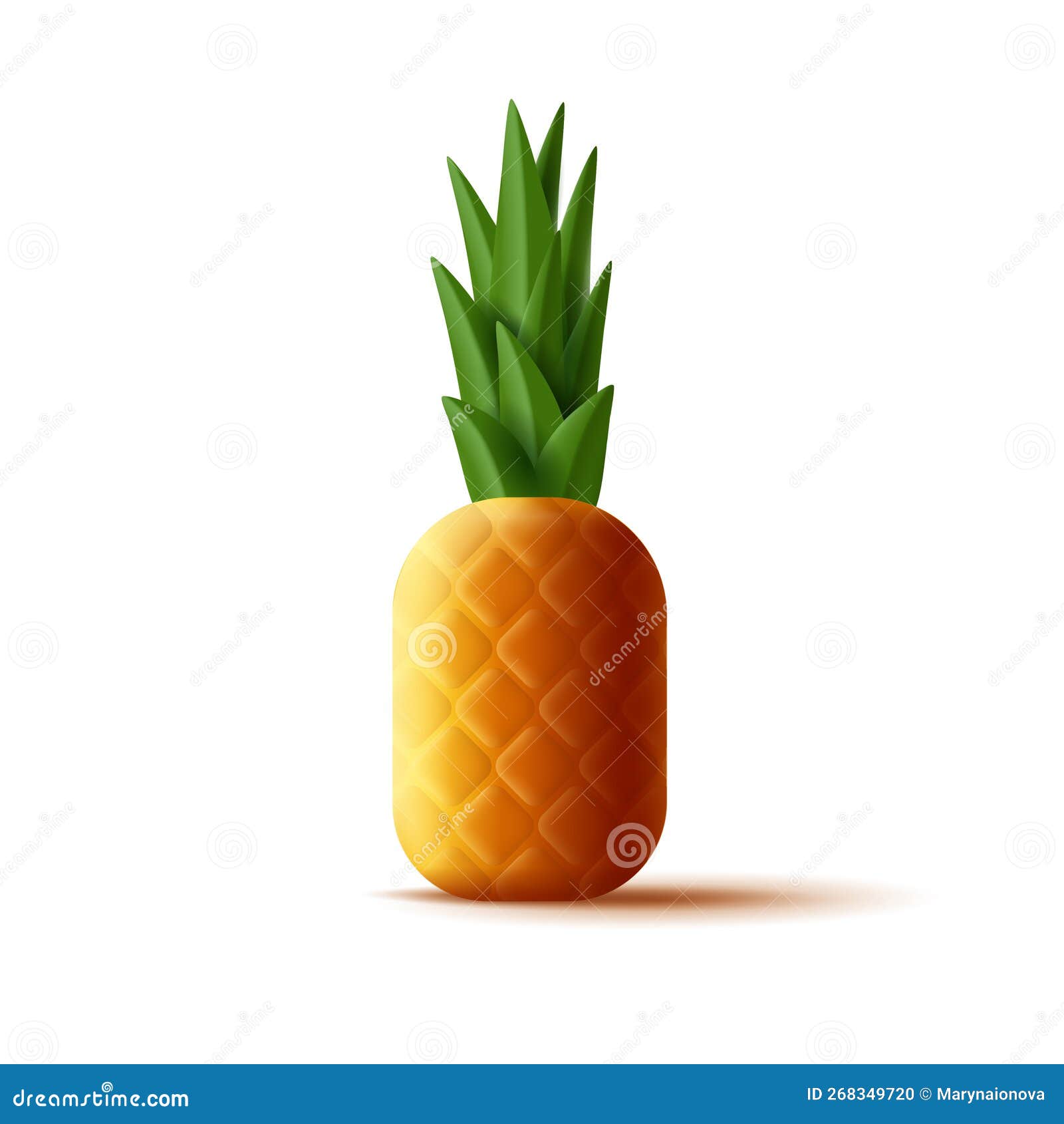 Pineapple 3d Icon. the Tropical Fruit Render Style Icon, Rounded ...