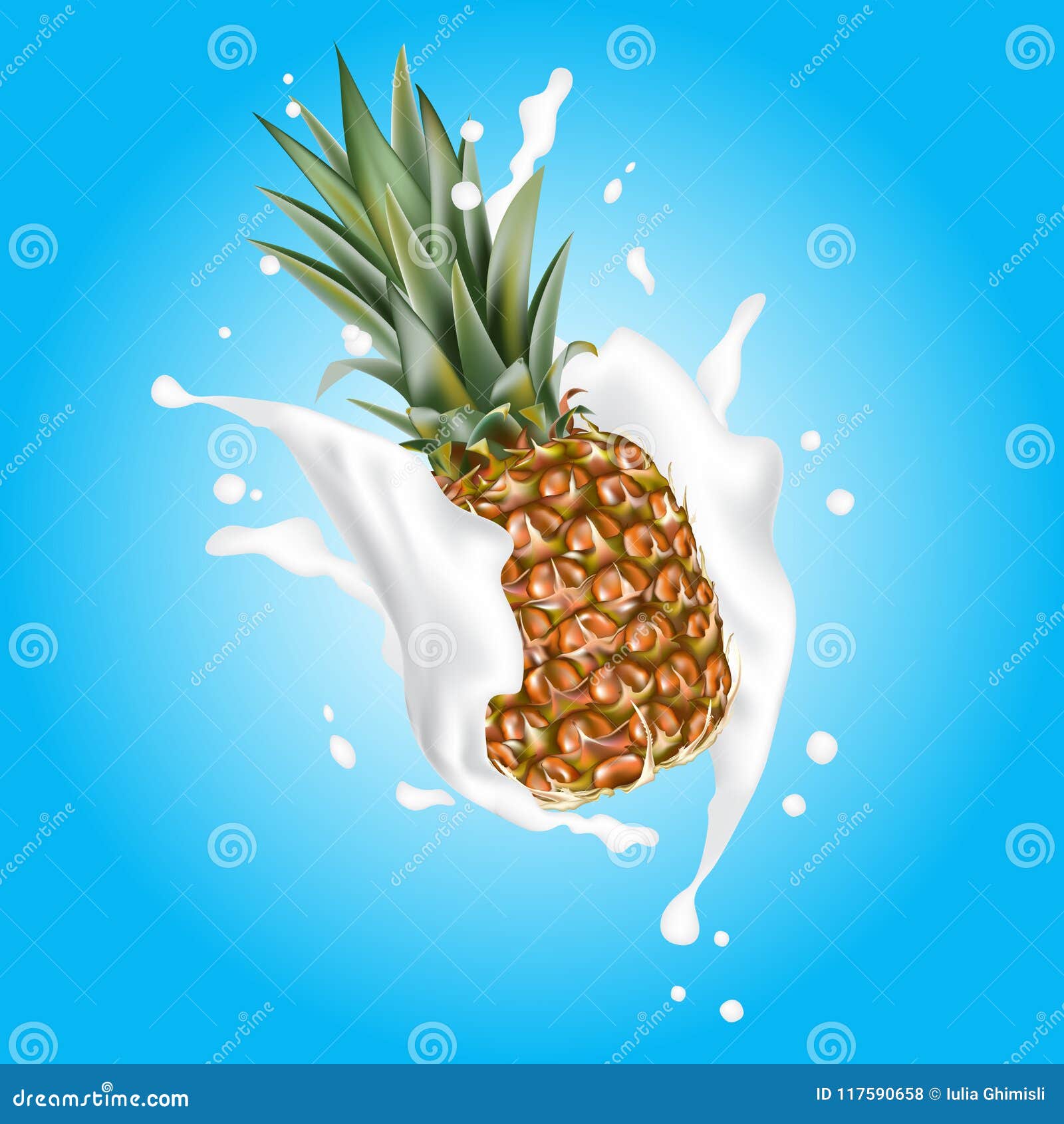 Pineapple 3d Vector with Realistic Splash Design Elements. Packaging ...