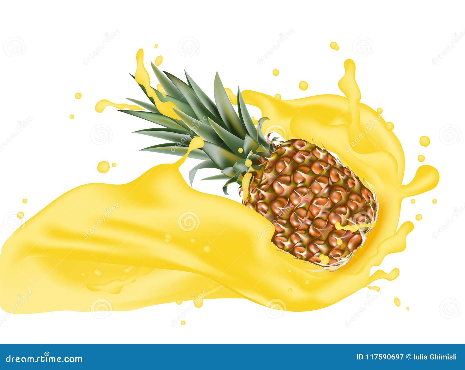 Splash Of Ananas Juice. Mango And Pineapple. 3d Realistic Vector ...