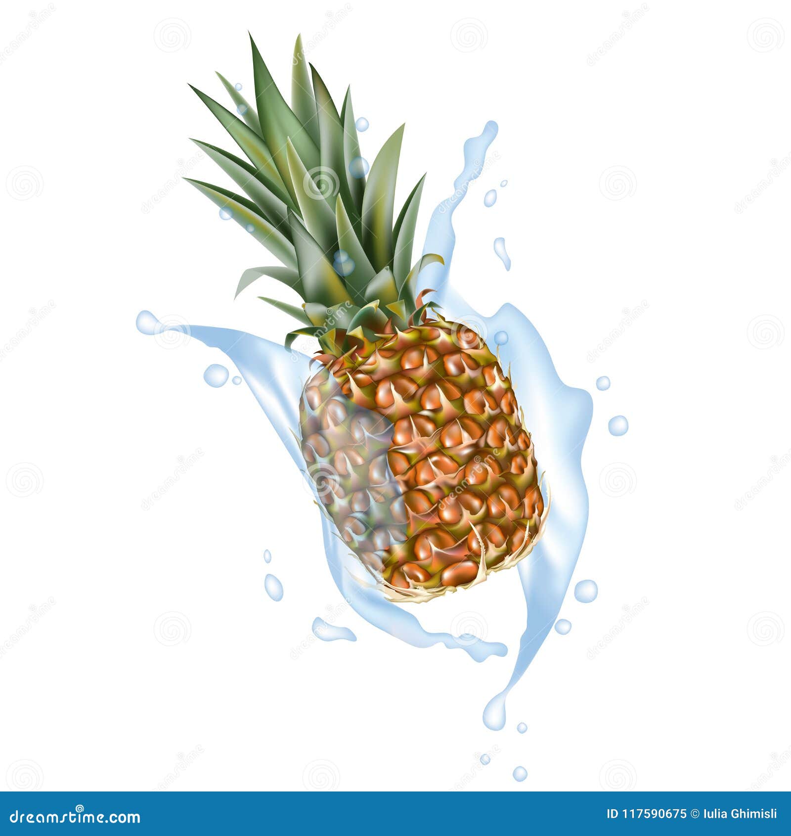 Pineapple 3d Vector with Realistic Splash Design Elements. Packaging ...