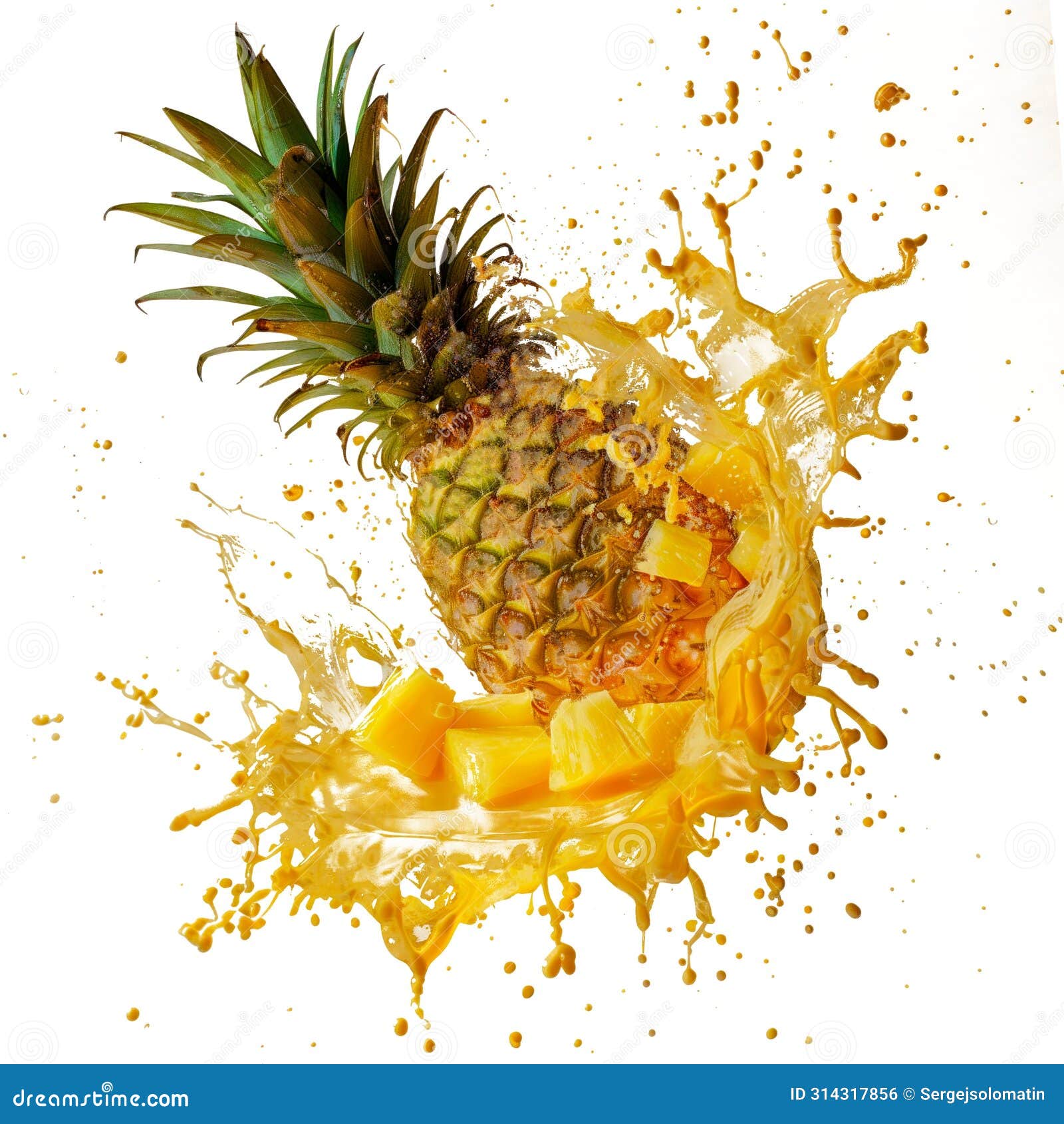 Pineapple Exploding and Bursting into Pieces with Juice Splatters in ...
