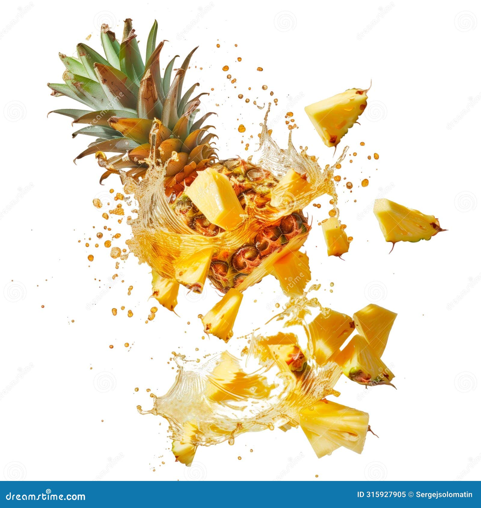 Pineapple Exploding and Bursting into Pieces with Juice Splatters in ...