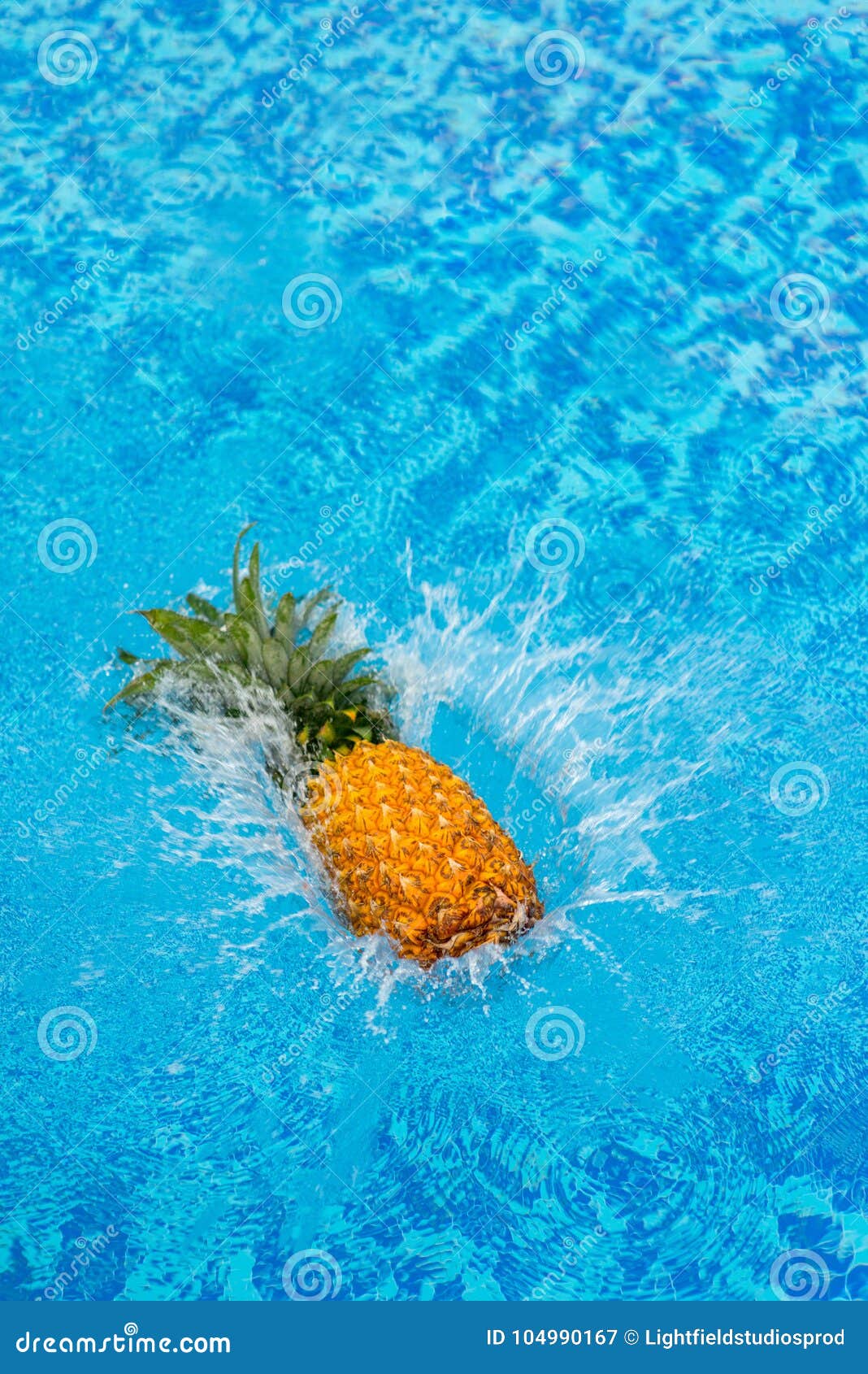 Pineapple falling in water stock image. Image of water - 104990167