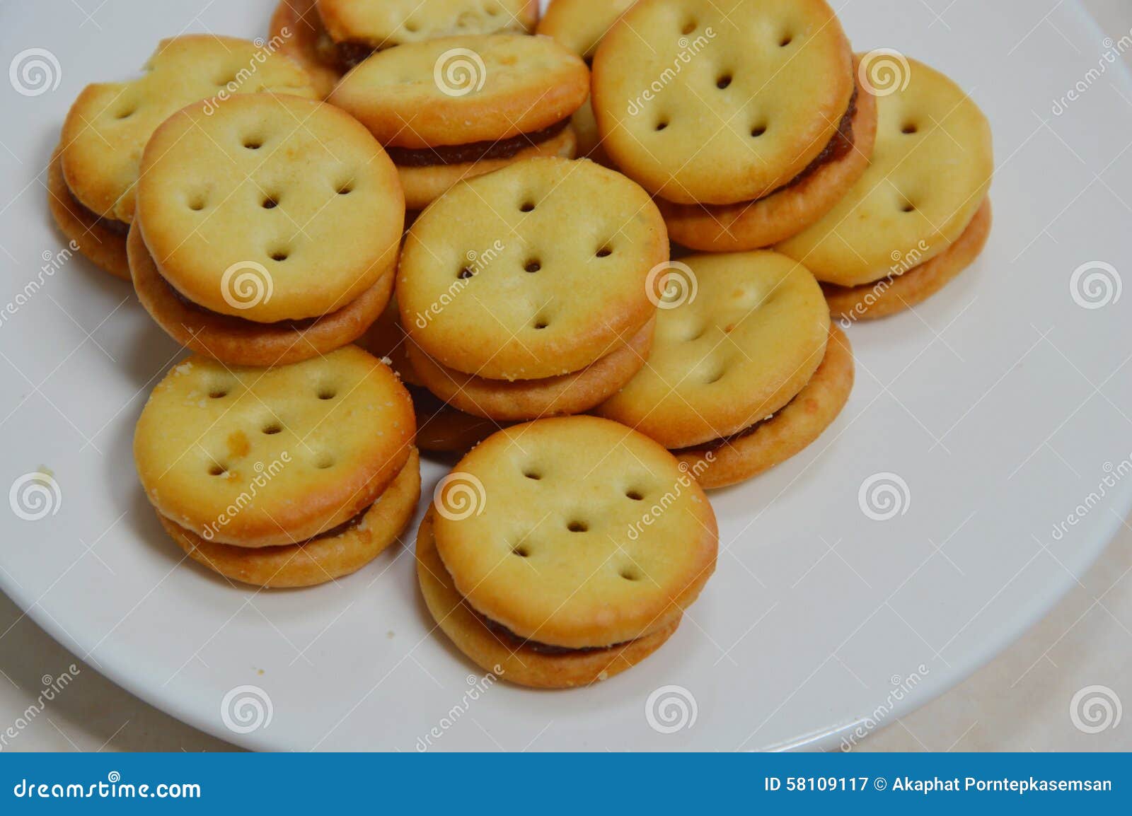Pineapple Filling Cracker on Dish Stock Image - Image of yummy, crispy ...