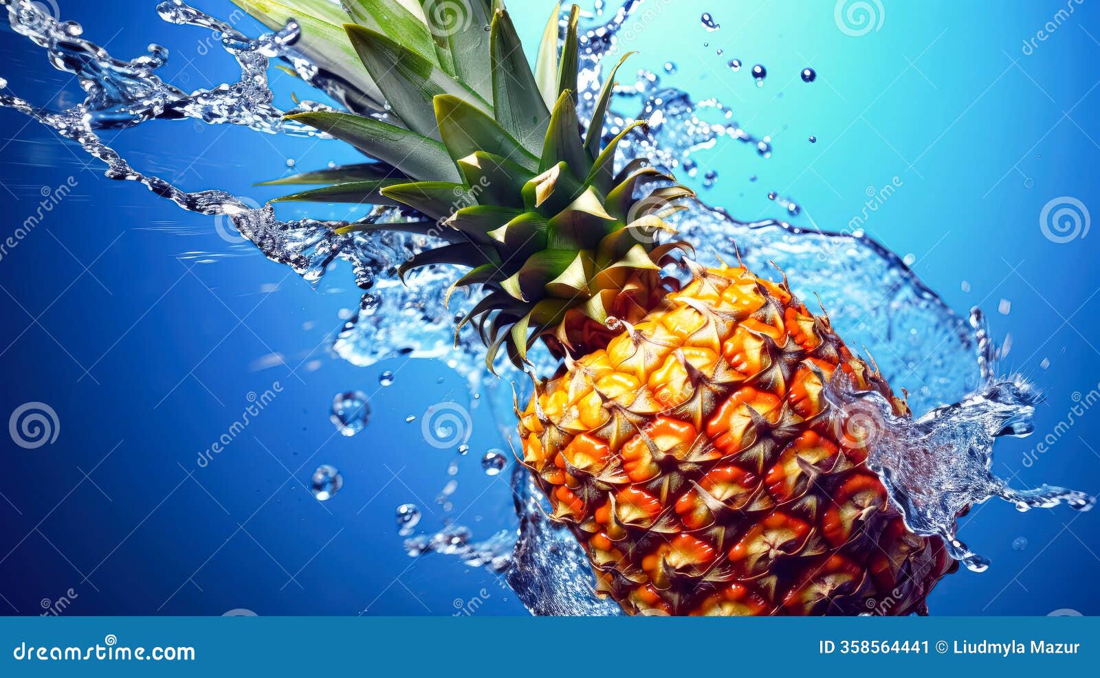 Pineapple is Floating in a Pool of Water. Stock Image - Image of ...