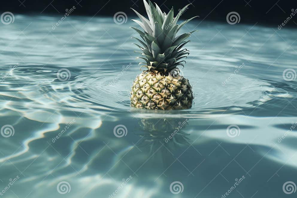 A Pineapple Floating in Water, Highlighting the Contrast between the ...