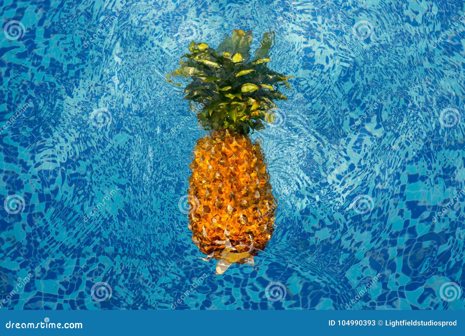 Pineapple Floating in Water Stock Image - Image of nonfat, food: 104990393