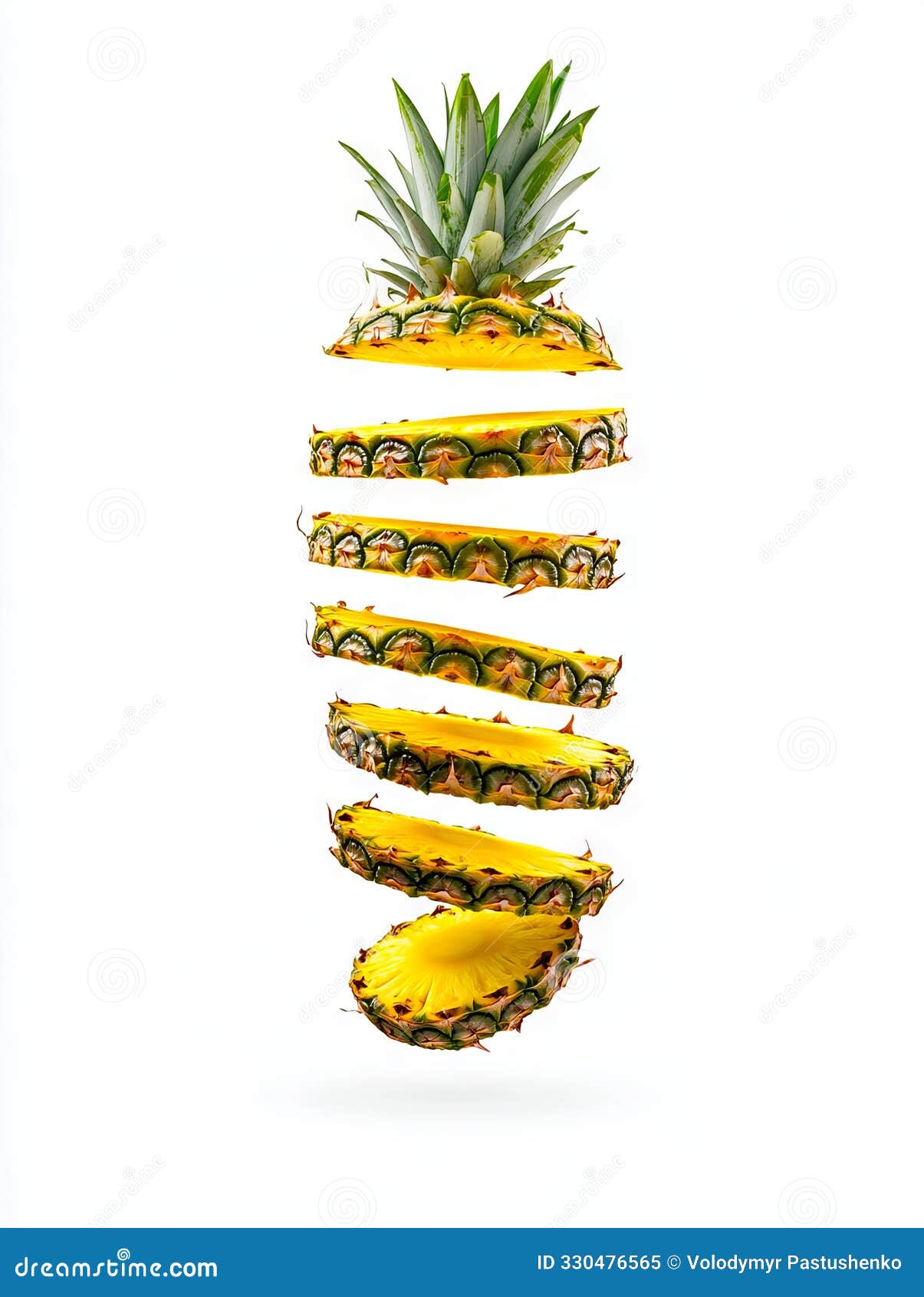 A Pineapple is Flying through the Air with a White Background Stock ...