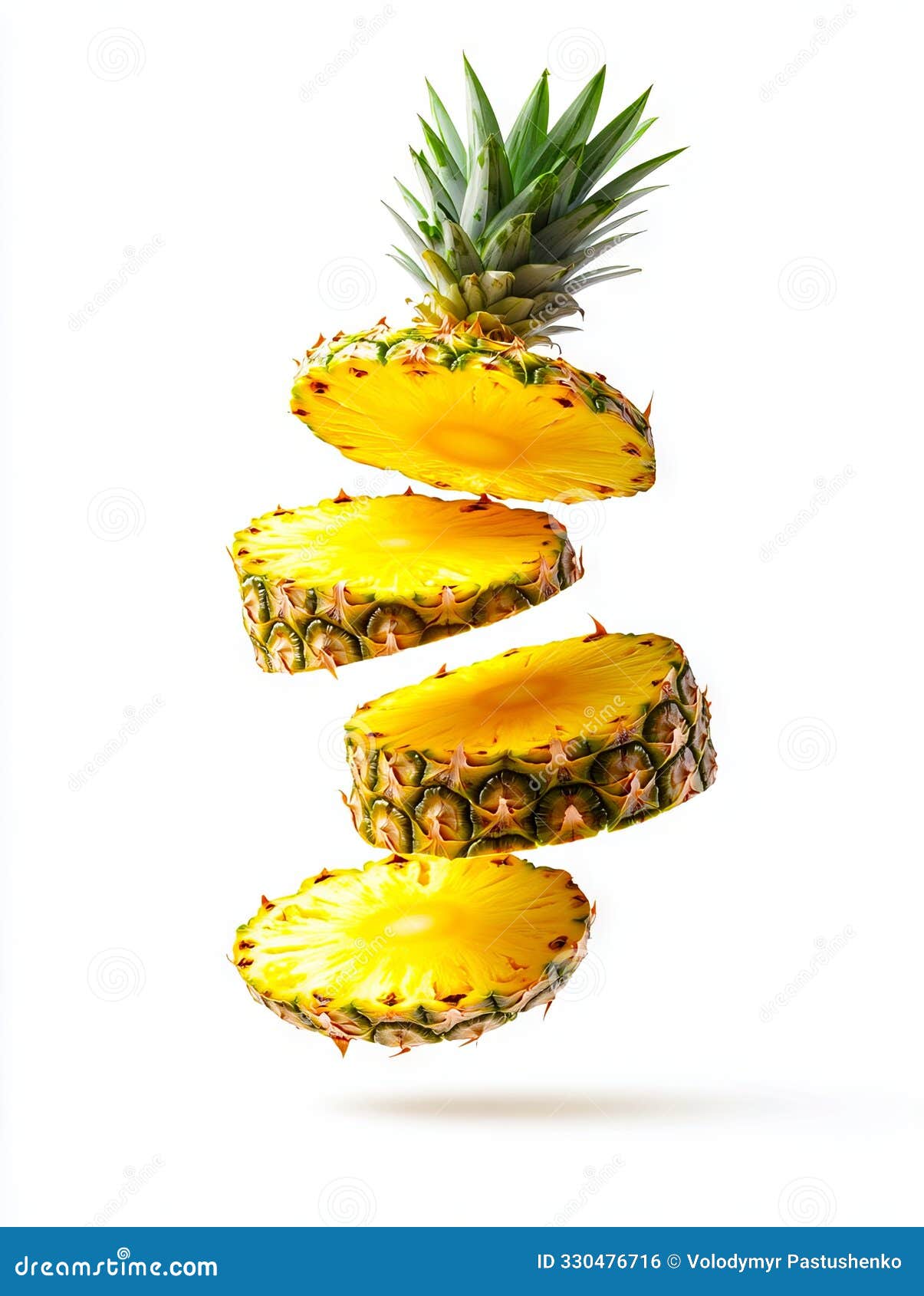 A Pineapple is Flying through the Air with a White Background Stock ...