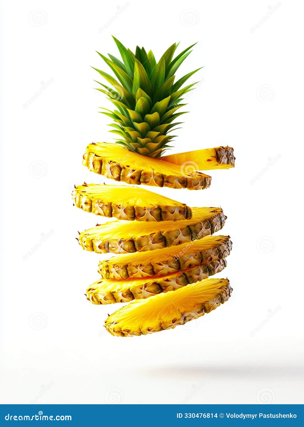 A Pineapple is Flying through the Air with a White Background Stock ...