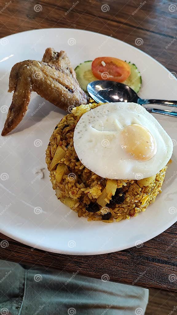 Pineapple Fried Rice Chicken Wing with Egg Stock Photo - Image of ...