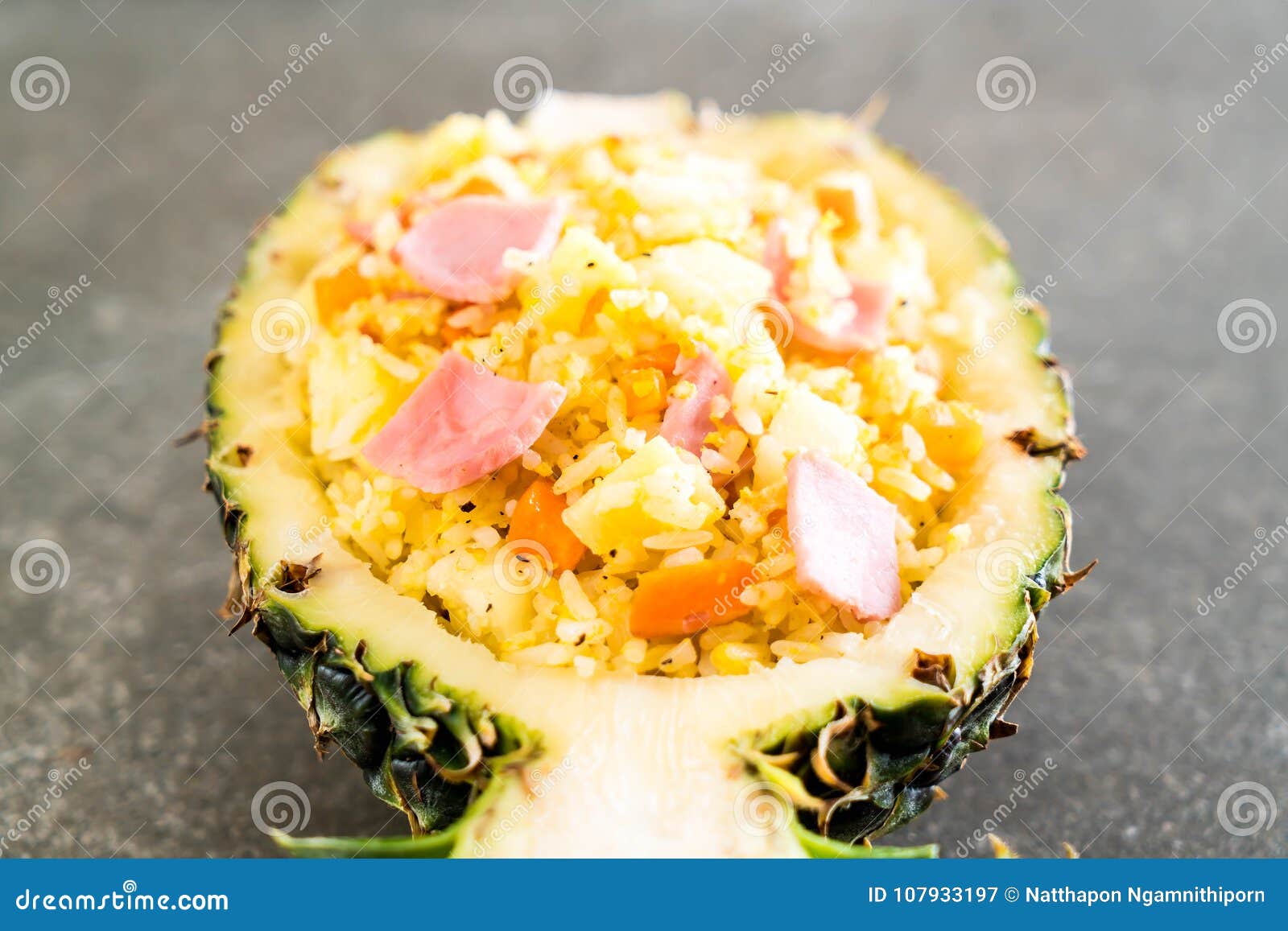 Pineapple Fried Rice with Ham Stock Image - Image of fried, tropical ...
