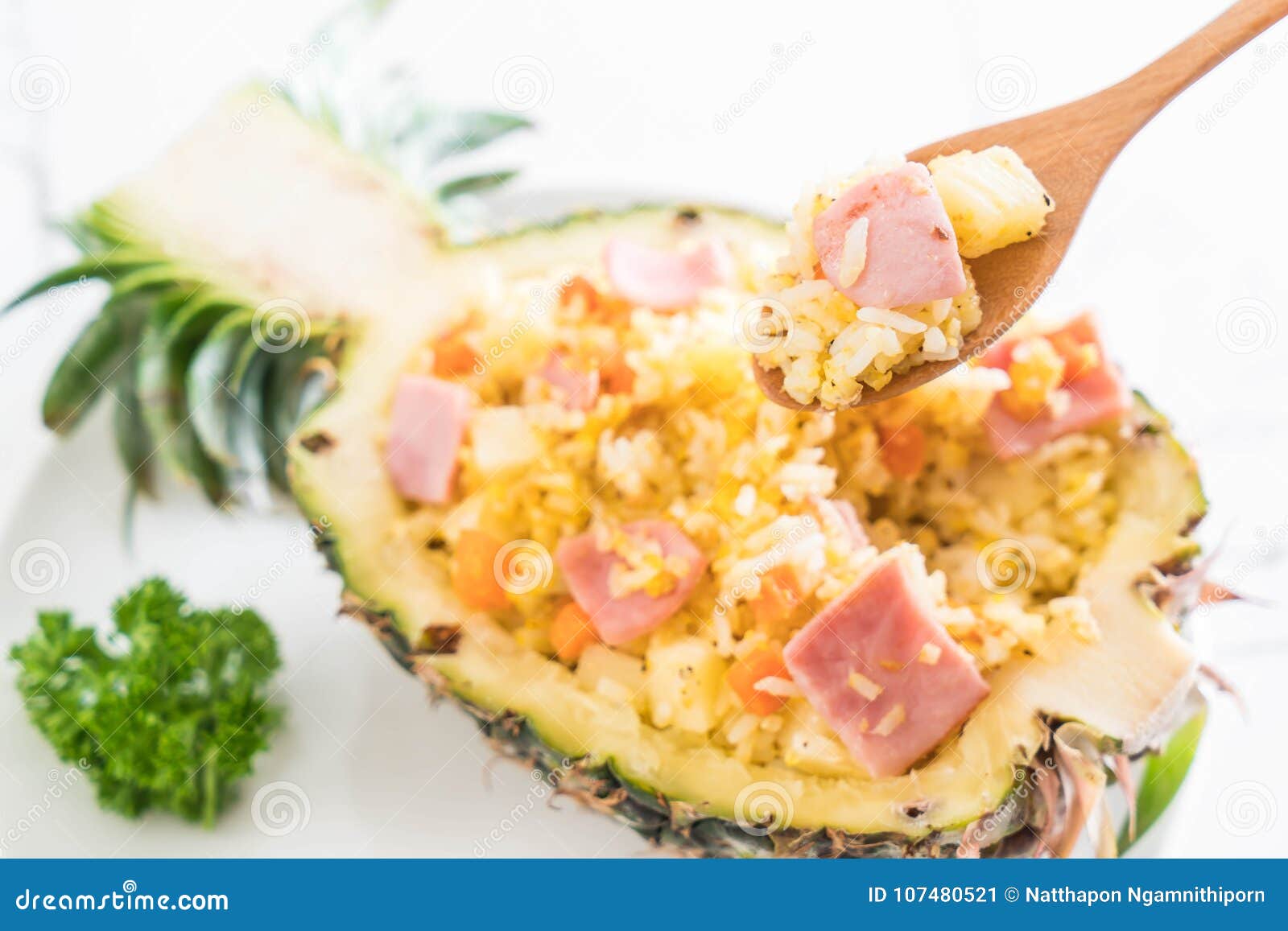 Pineapple Fried Rice with Ham Stock Image - Image of pineapple, closeup ...