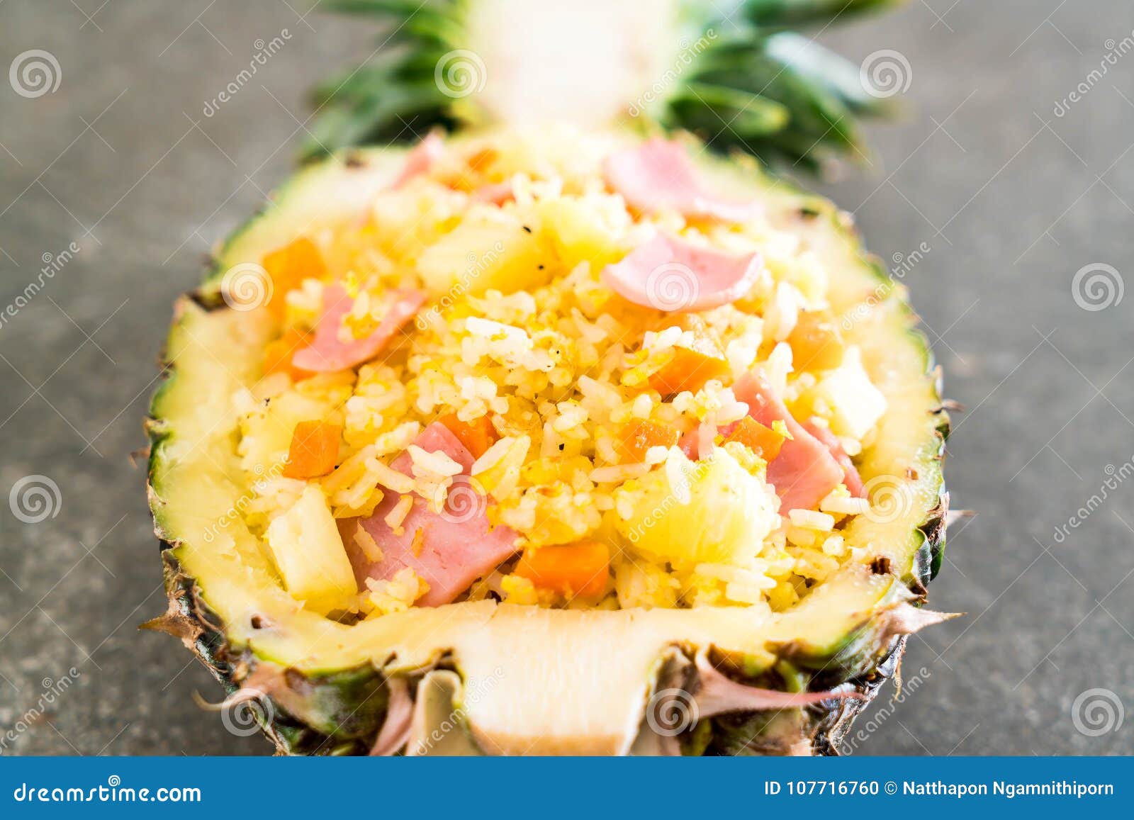 Pineapple Fried Rice with Ham Stock Photo - Image of delicious ...