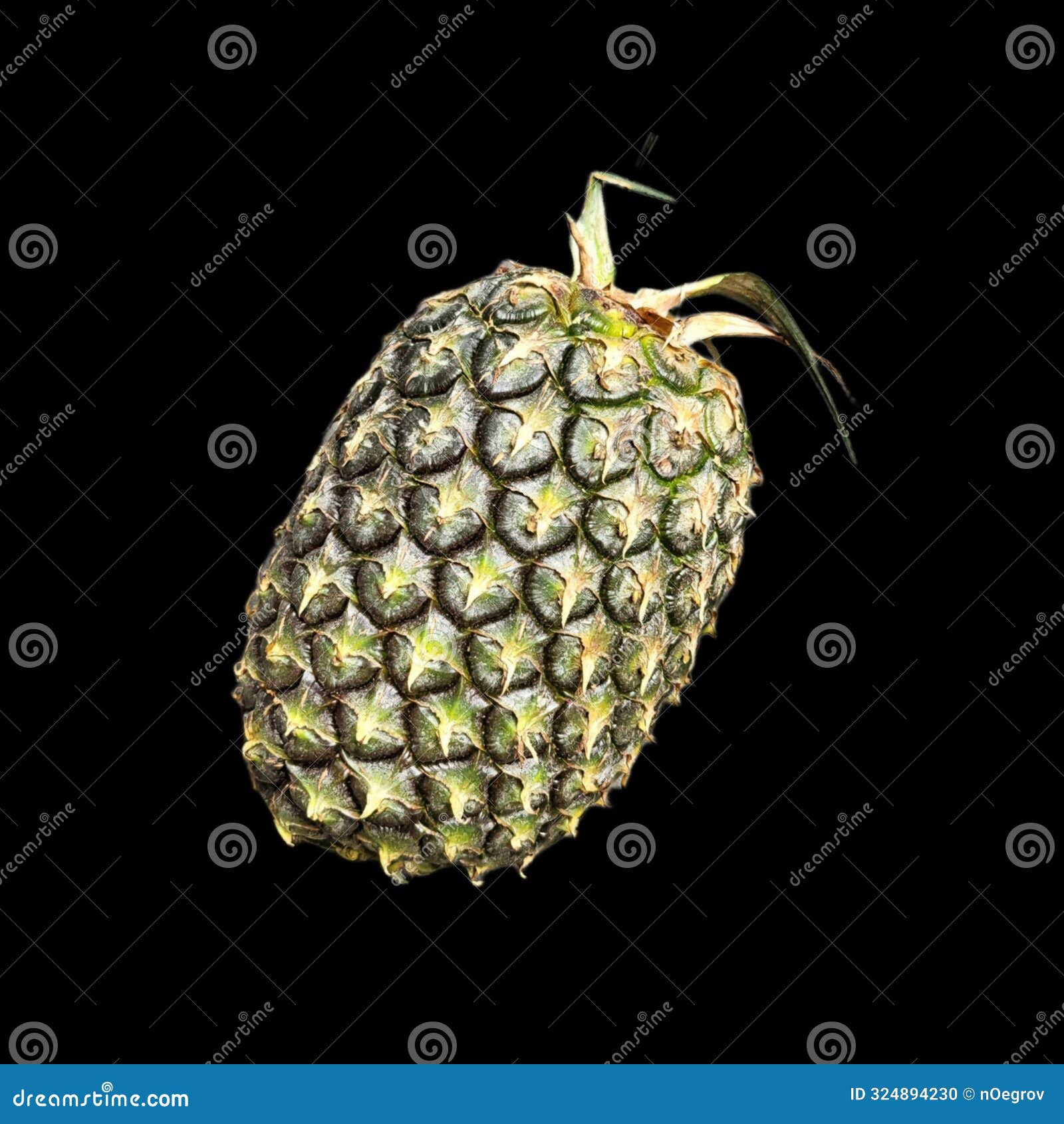 A Pineapple Fruit on a Black Background, Highlighting the Distinctive ...