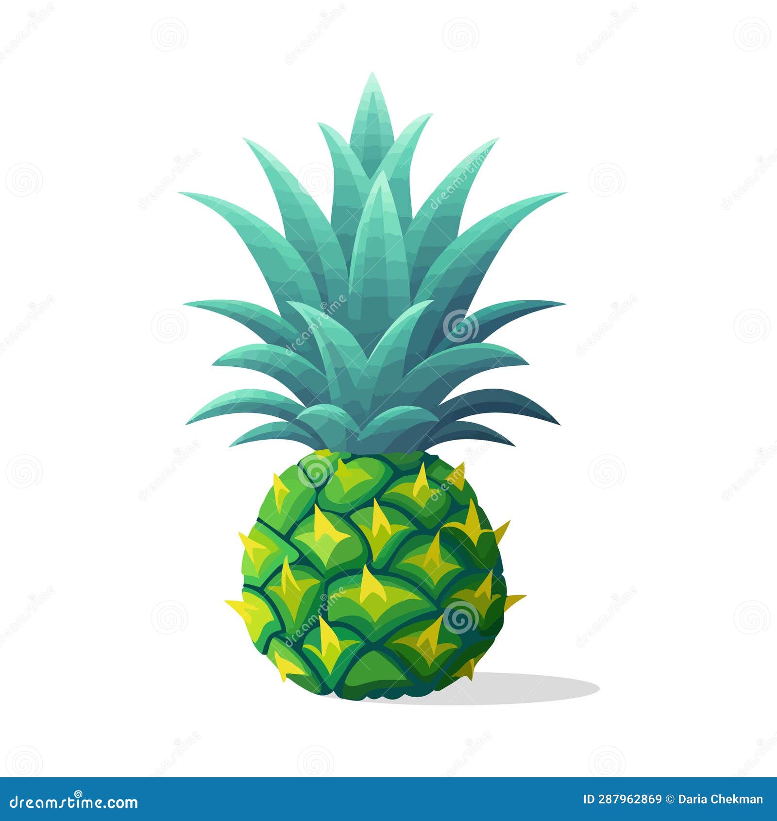 Pineapple Fruit. Cartoon Flat Icon Isolated on White Stock Vector ...