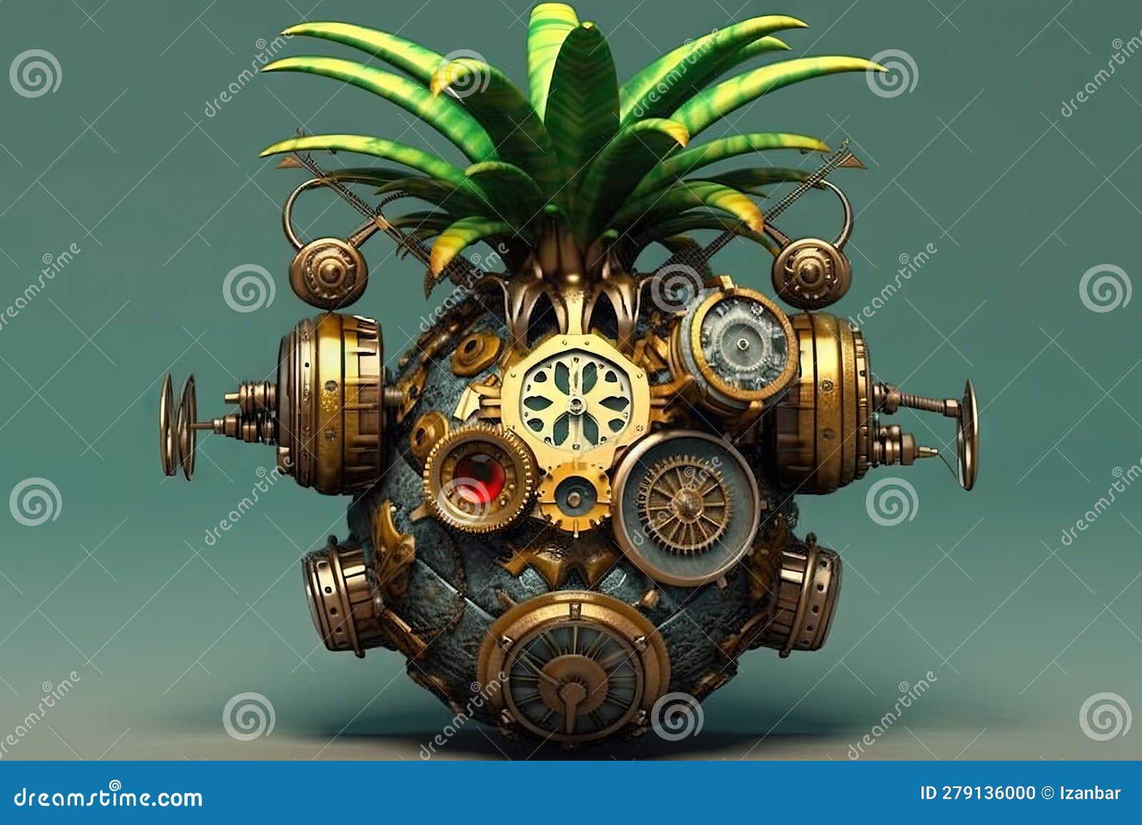 Pineapple Fruit Steampunk Illustration Generative Ai Stock Illustration ...