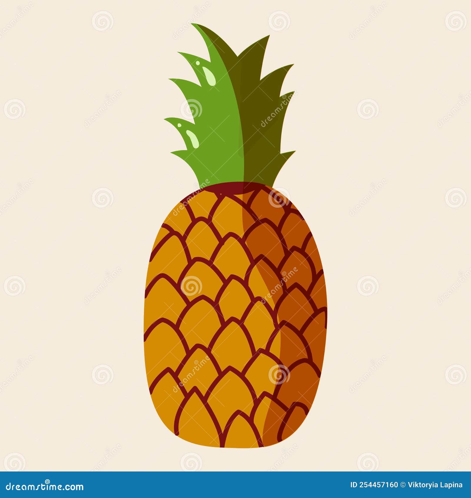 Pineapple Fruit. Vector Illustration Cartoon Flat Icon Isolated on ...