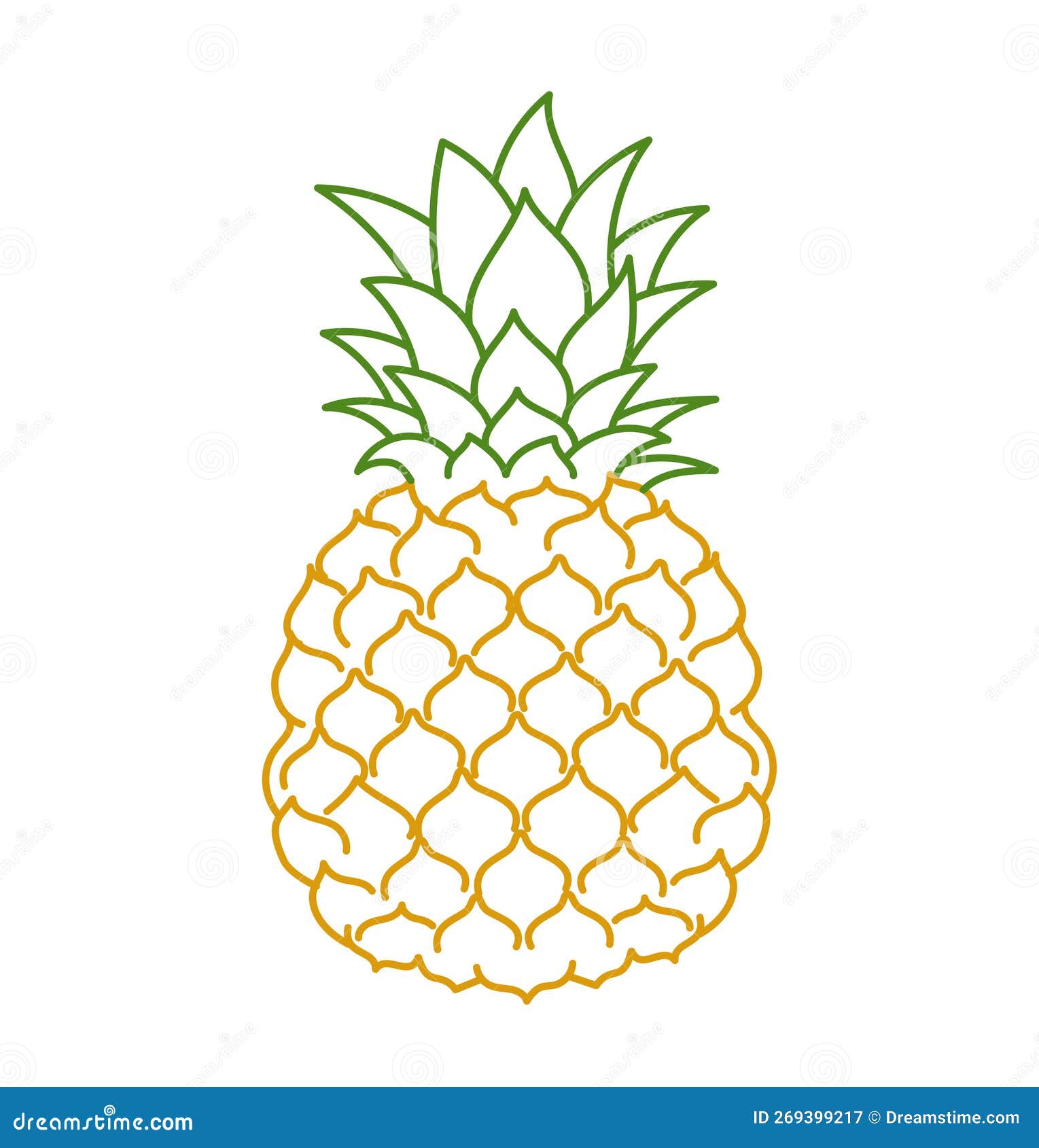 Pineapple Fruit. Vector Line. Editable Outline Stroke. Stock Illustration - Illustration of ...