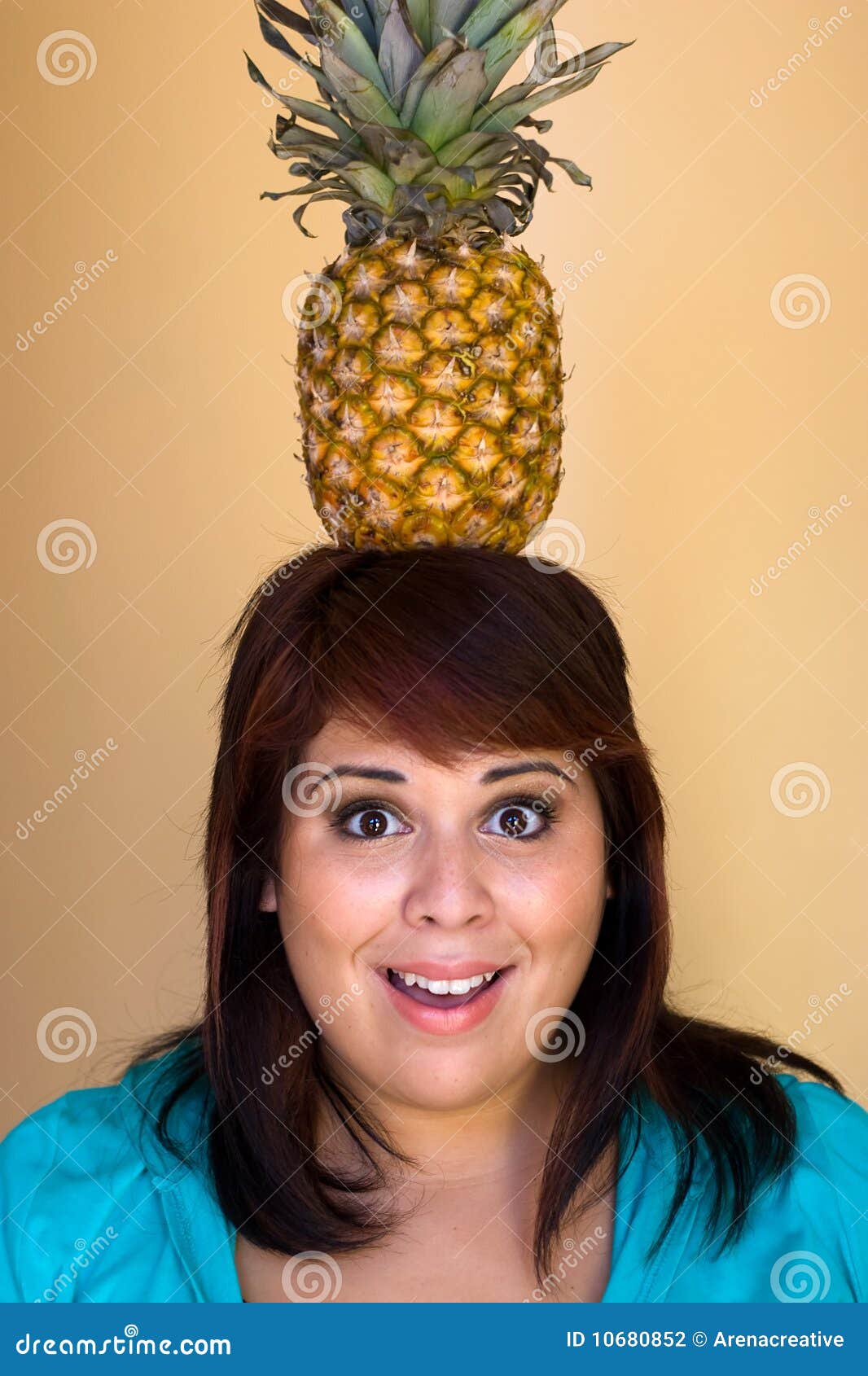 Pineapple Girl stock photo. Image of happy, holding, balancing - 10680852
