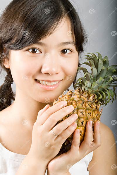 Pineapple Girl stock image. Image of fruit, portrait, ripe - 5893289