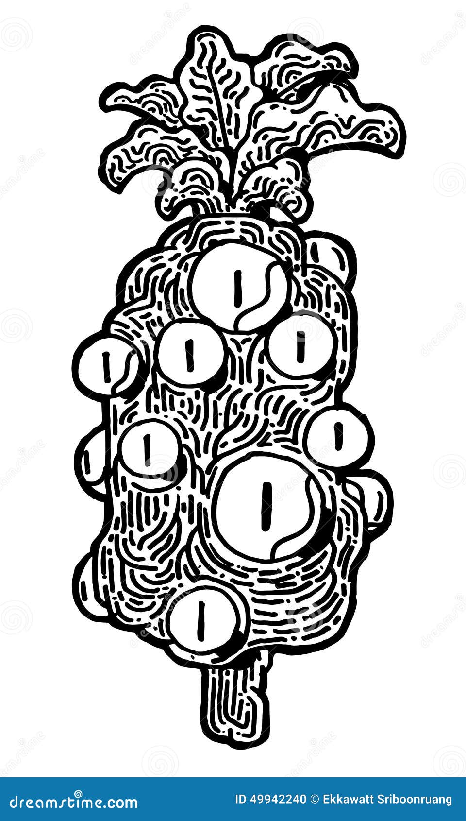 Pineapple Head Abstract Art Stock Illustration - Illustration of style ...