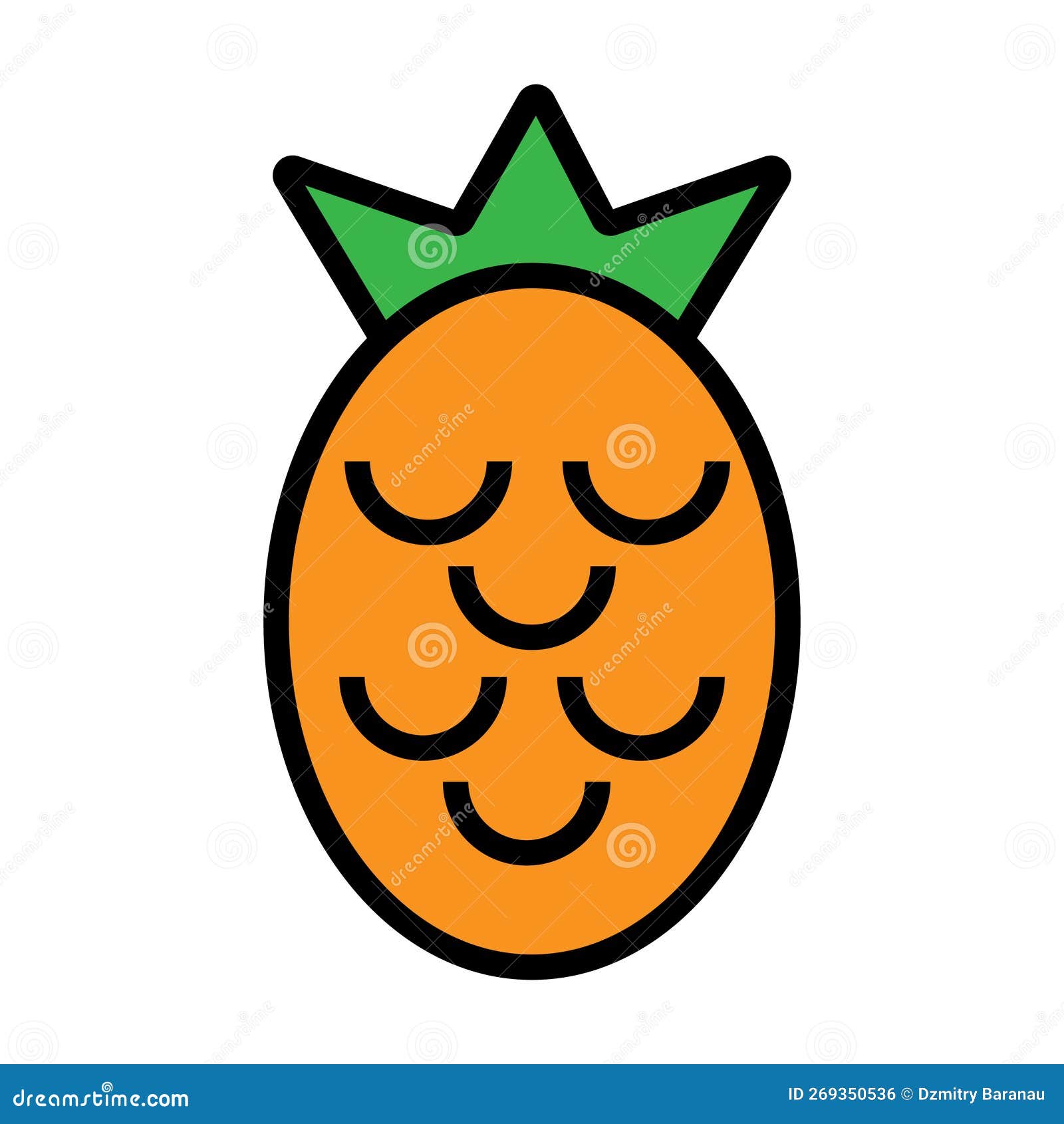 Pineapple Icon Line Isolated on White Background. Black Flat Thin Icon ...