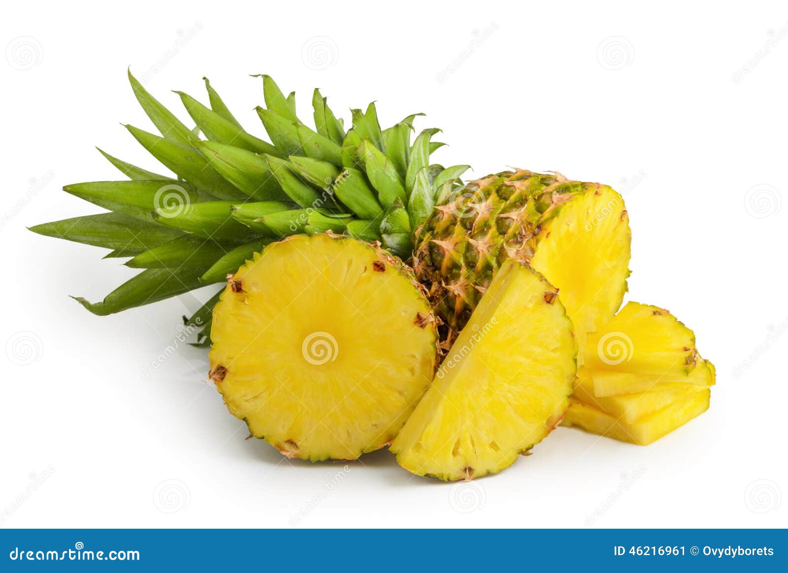 Pineapple Set Isolated On White Background. Whole Fruit, Round And ...