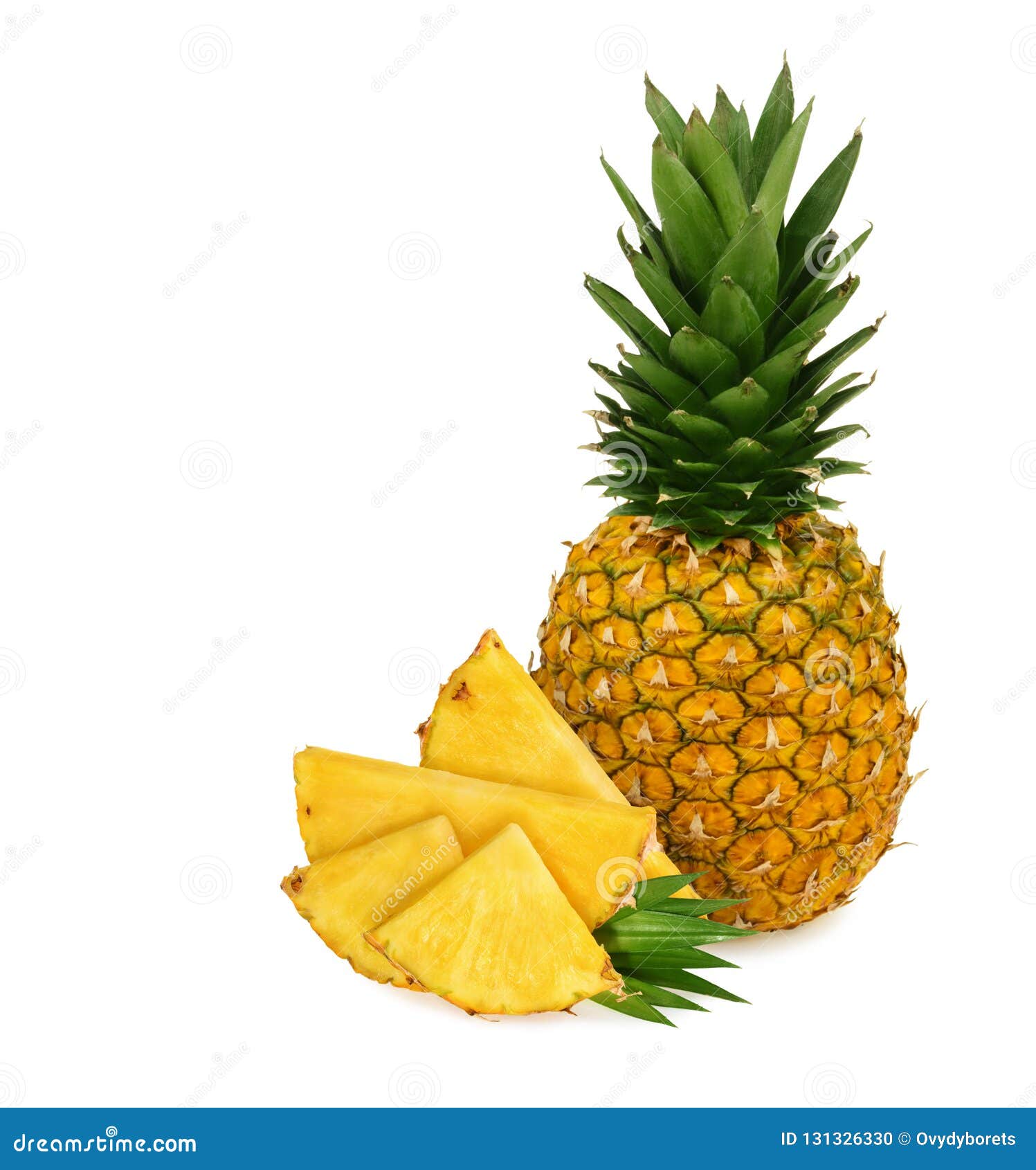 Pineapple Set Isolated On White Background. Whole Fruit, Round And ...