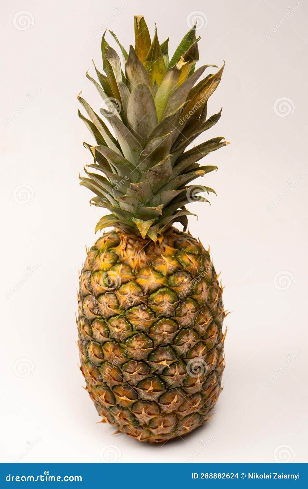 Pineapple Isolated on White. Top View Stock Photo - Image of ripe ...