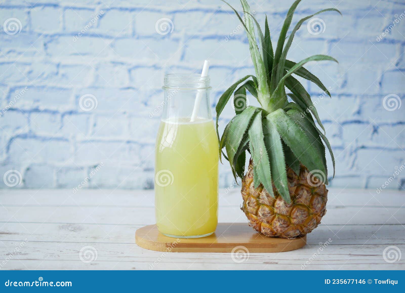 Pineapple Juice in a Bottle on Table Stock Photo - Image of slice ...
