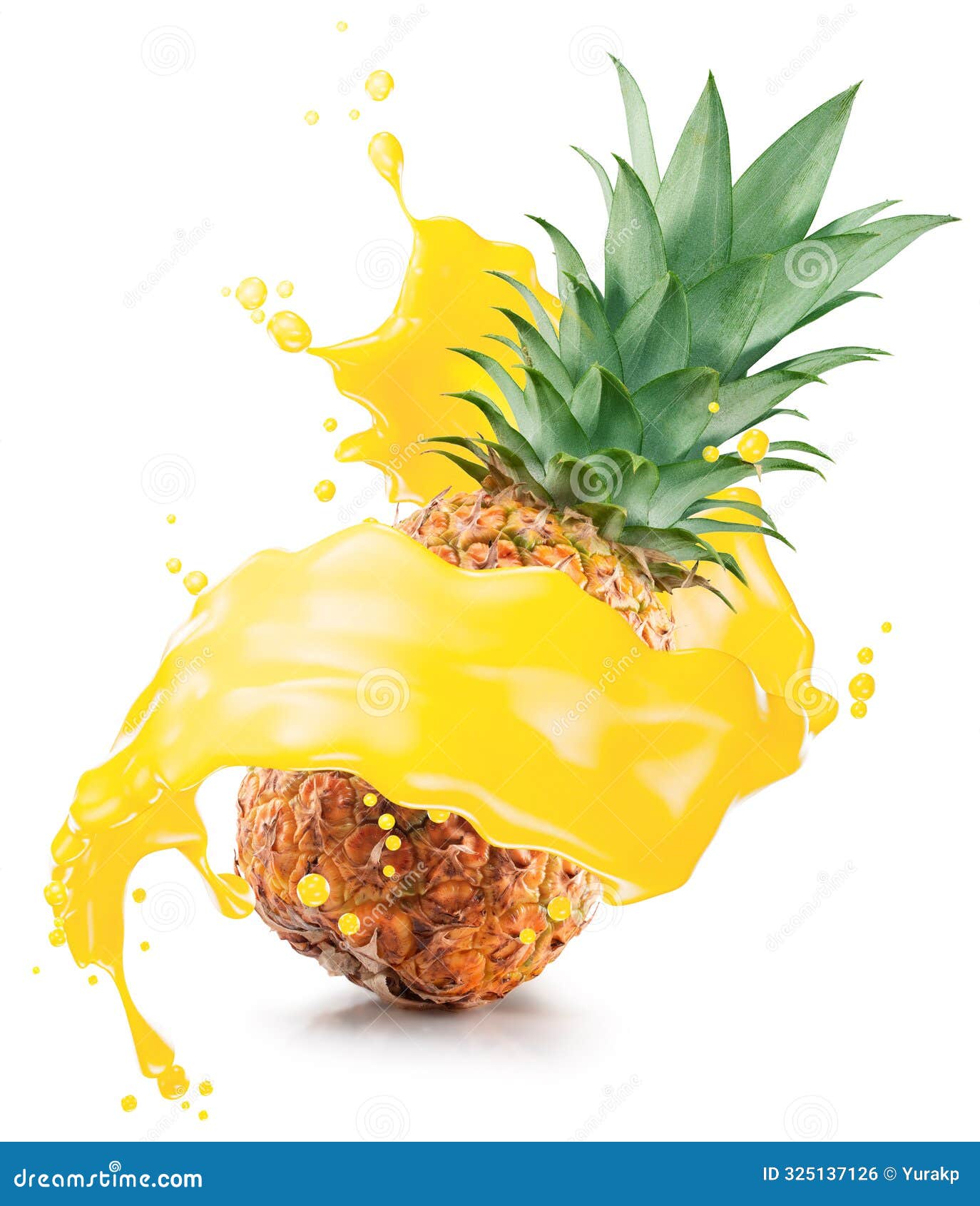 Pineapple in Juice Splash Isolated on a White Background. Clipping Path ...