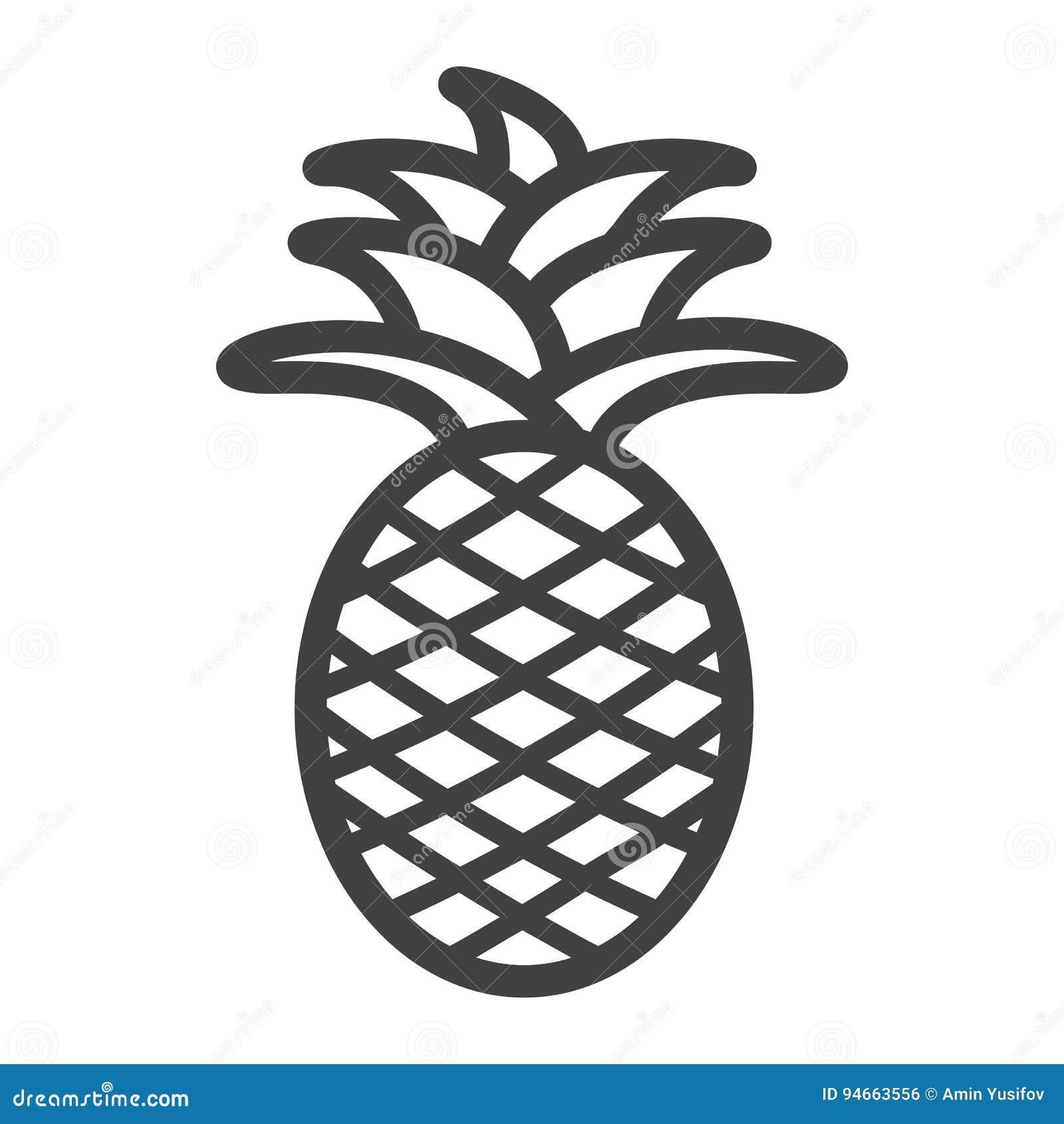 Pineapple - One Line Drawing. Continuous Line Tropical Fruit. Hand ...