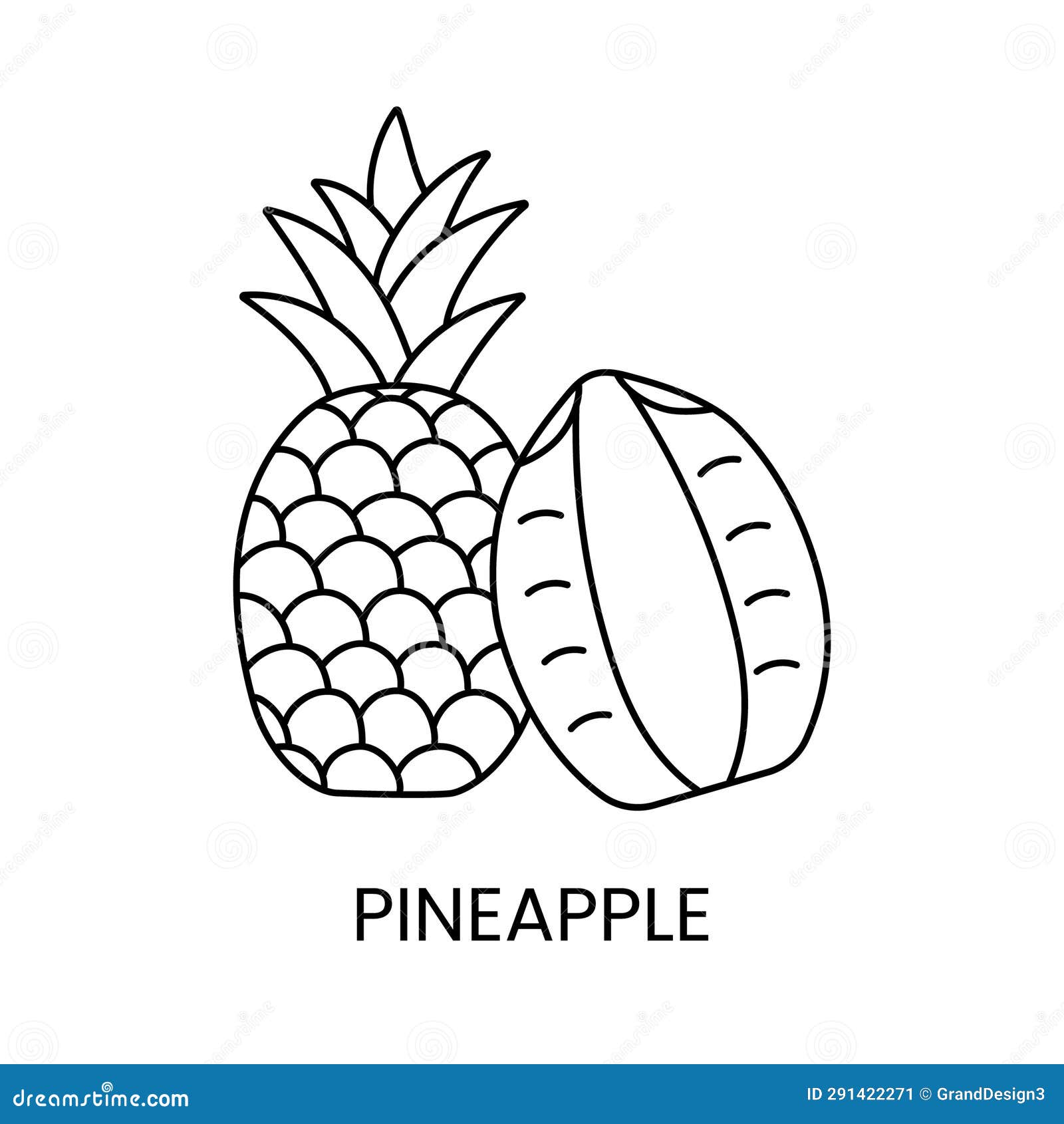 Pineapple - One Line Drawing. Continuous Line Tropical Fruit. Hand ...