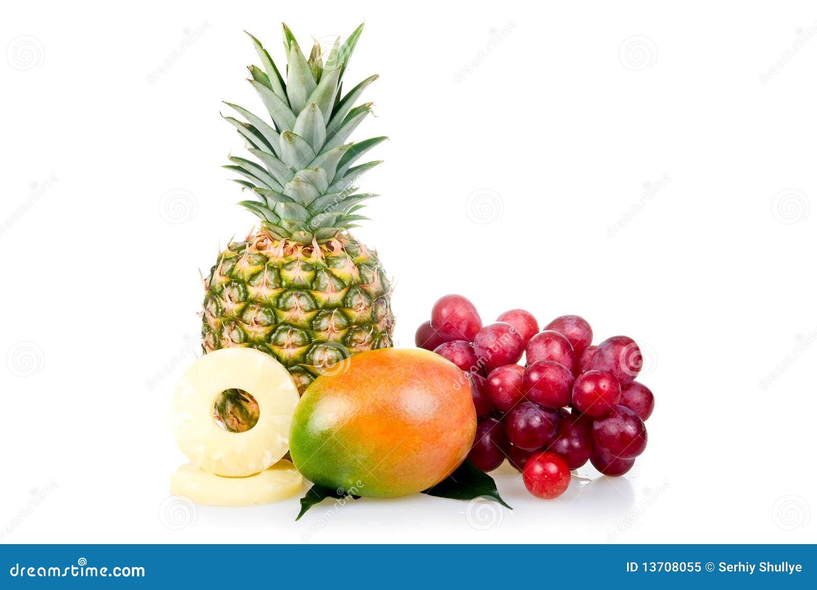 Pineapple, Mango and Grapes Isolated Stock Image - Image of sliced ...