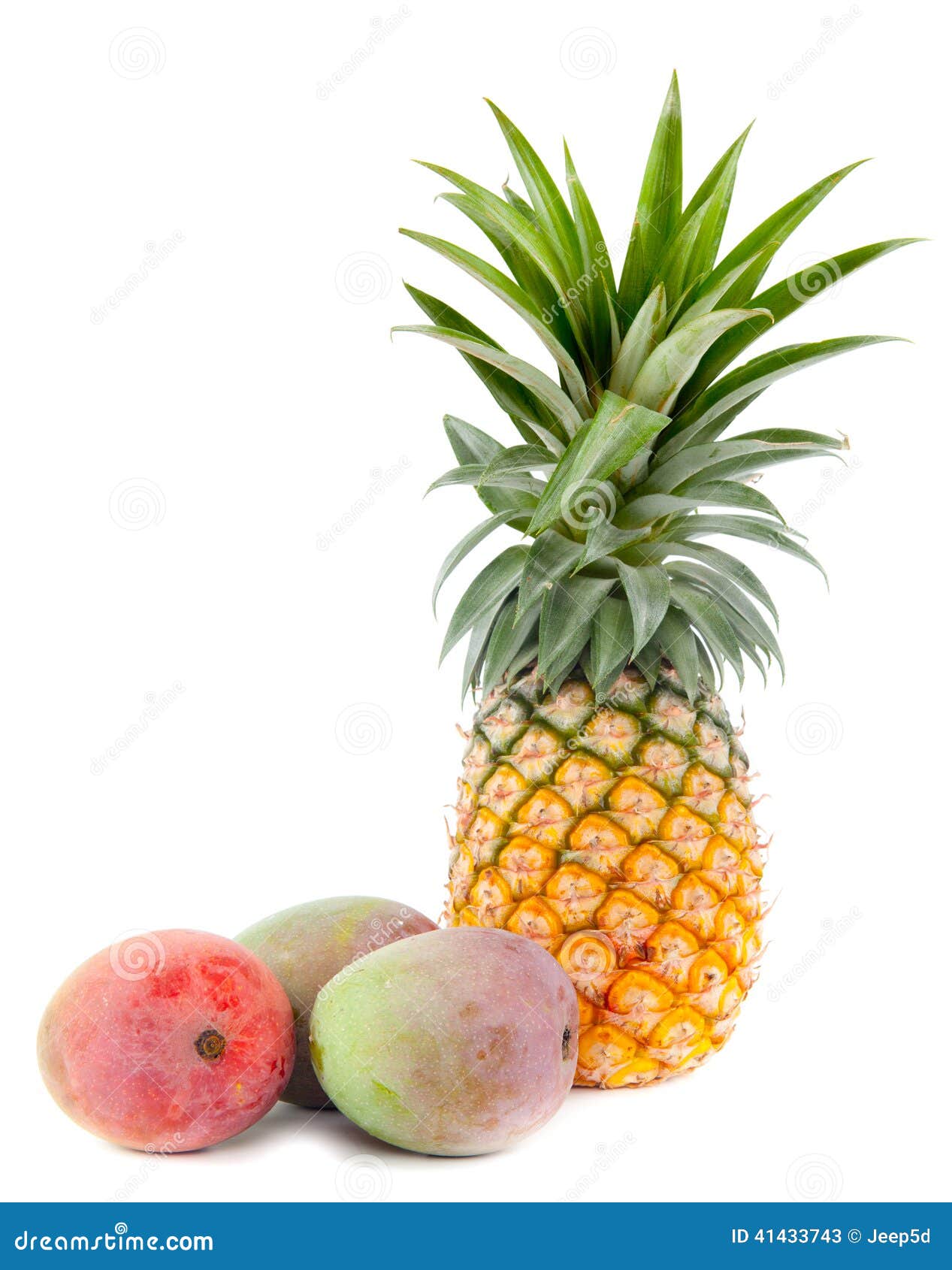 Pineapple, Mango, Dragon Fruit And Bananas On The Beach Stock Image ...