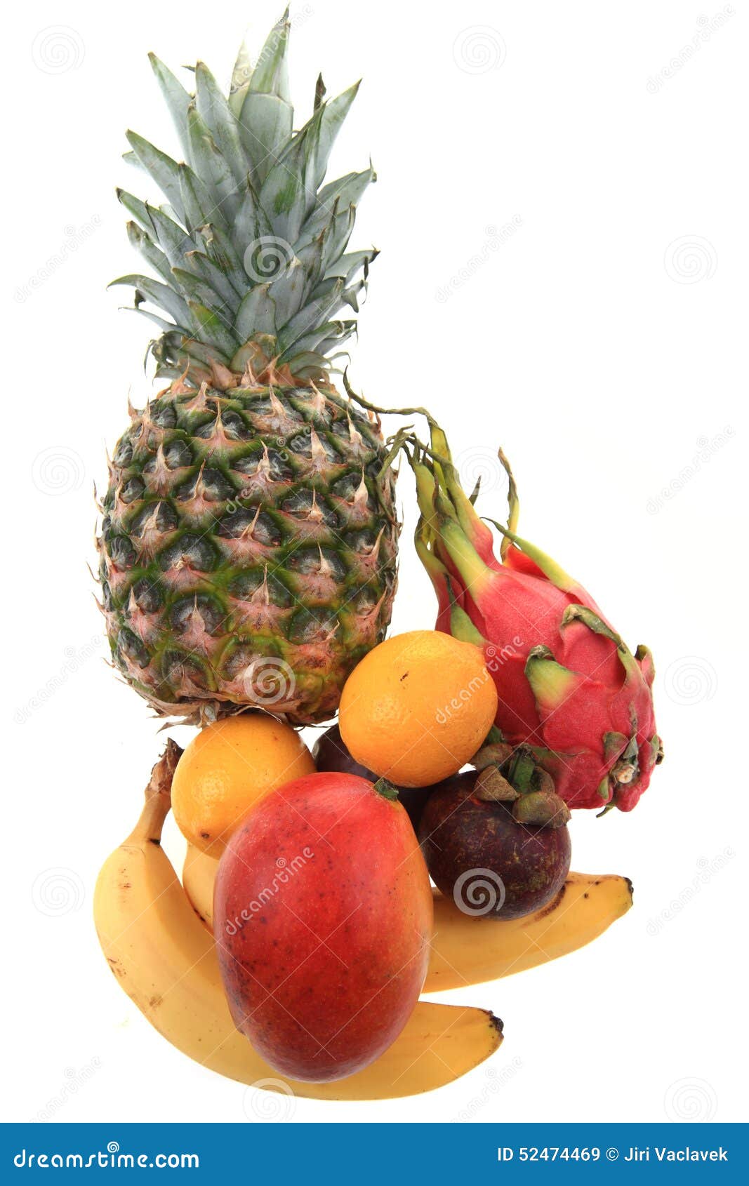 Pineapple Mango Orange Banana and Dragon Fruit Stock Image - Image of ...